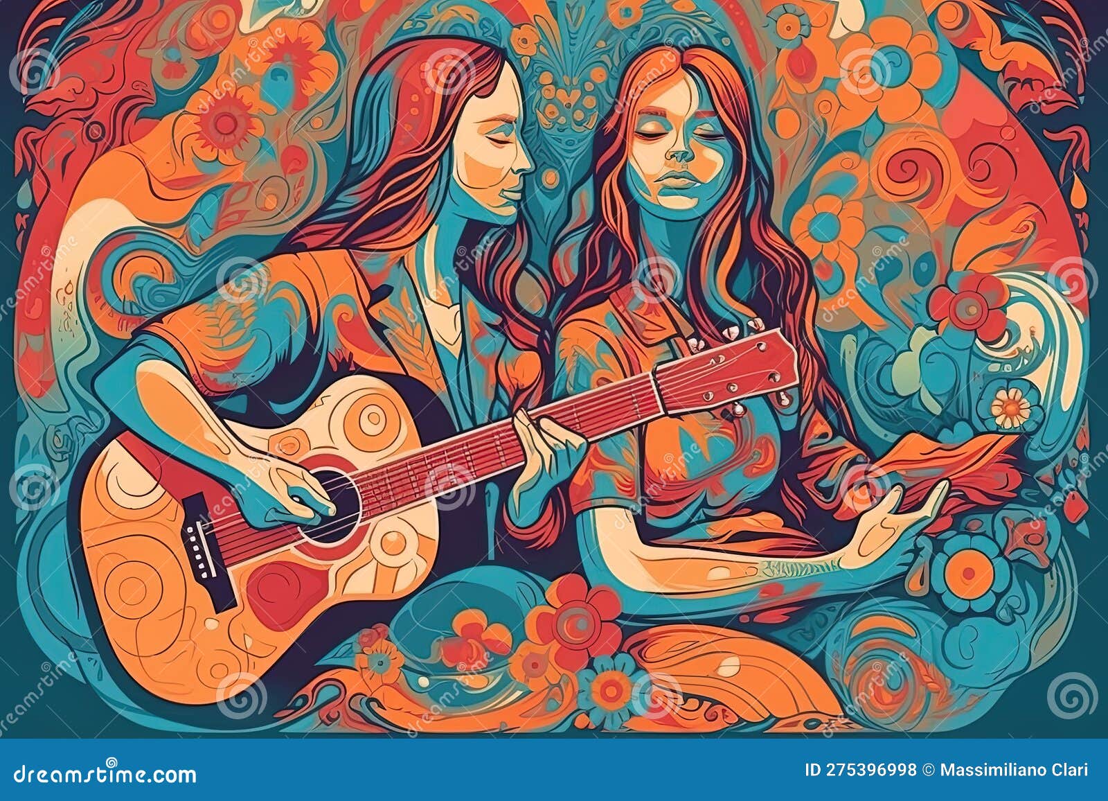 Psychedelic Vector Illustration. Concept Summer of Love 1969 Stock ...