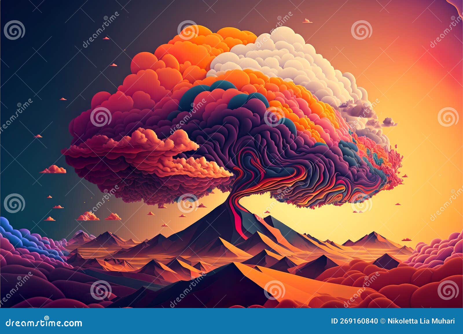 Psychedelic Volcano Erupting Color Smoke Stock Photo | CartoonDealer ...