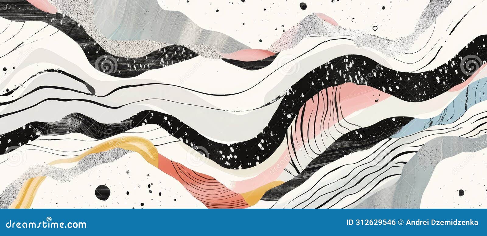 Psychedelic Wave Background with Liquid Curls and Drops. Modern ...