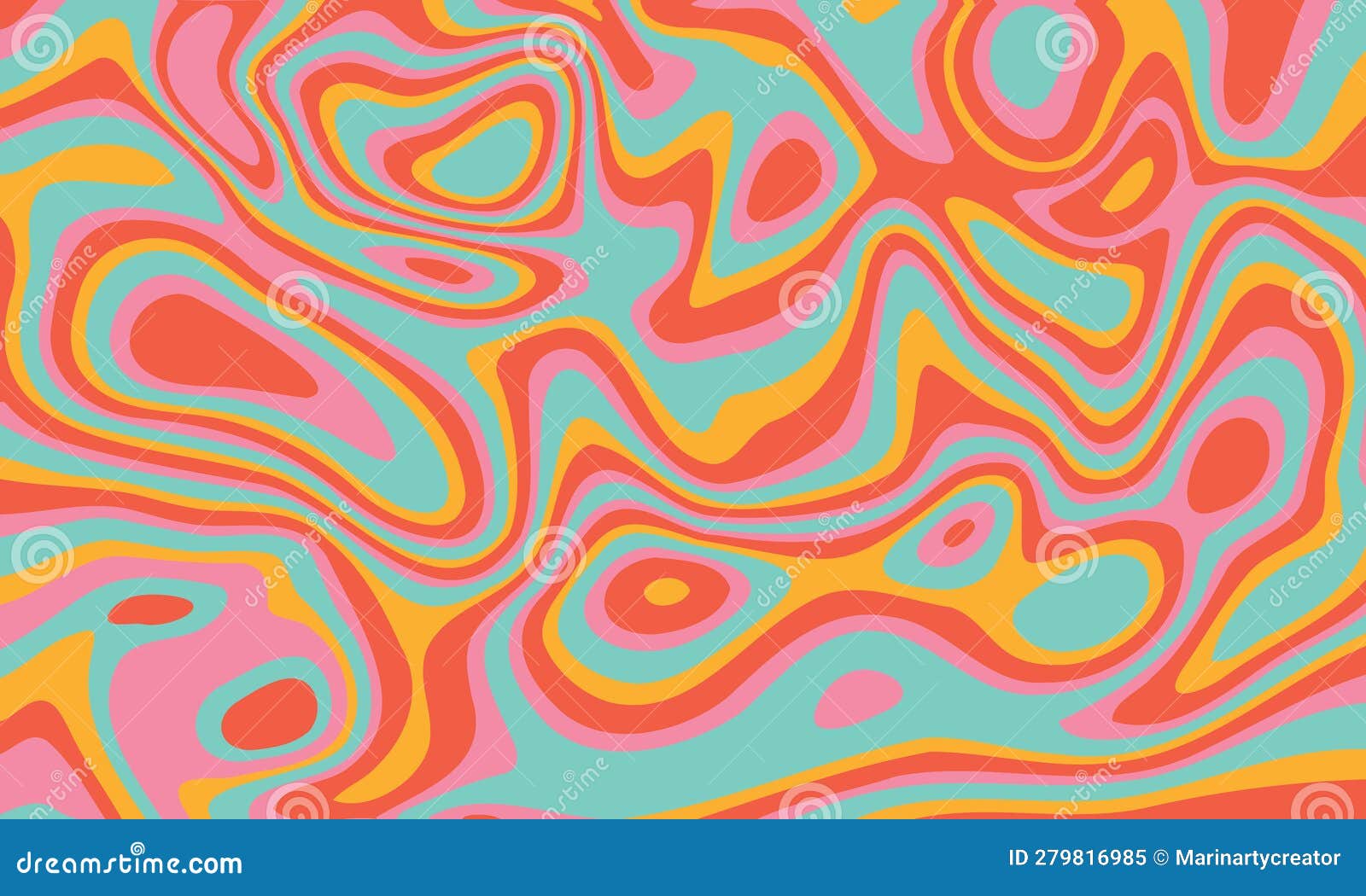 Psychedelic Wavy Groovy Background in Retro Style Stock Vector ...