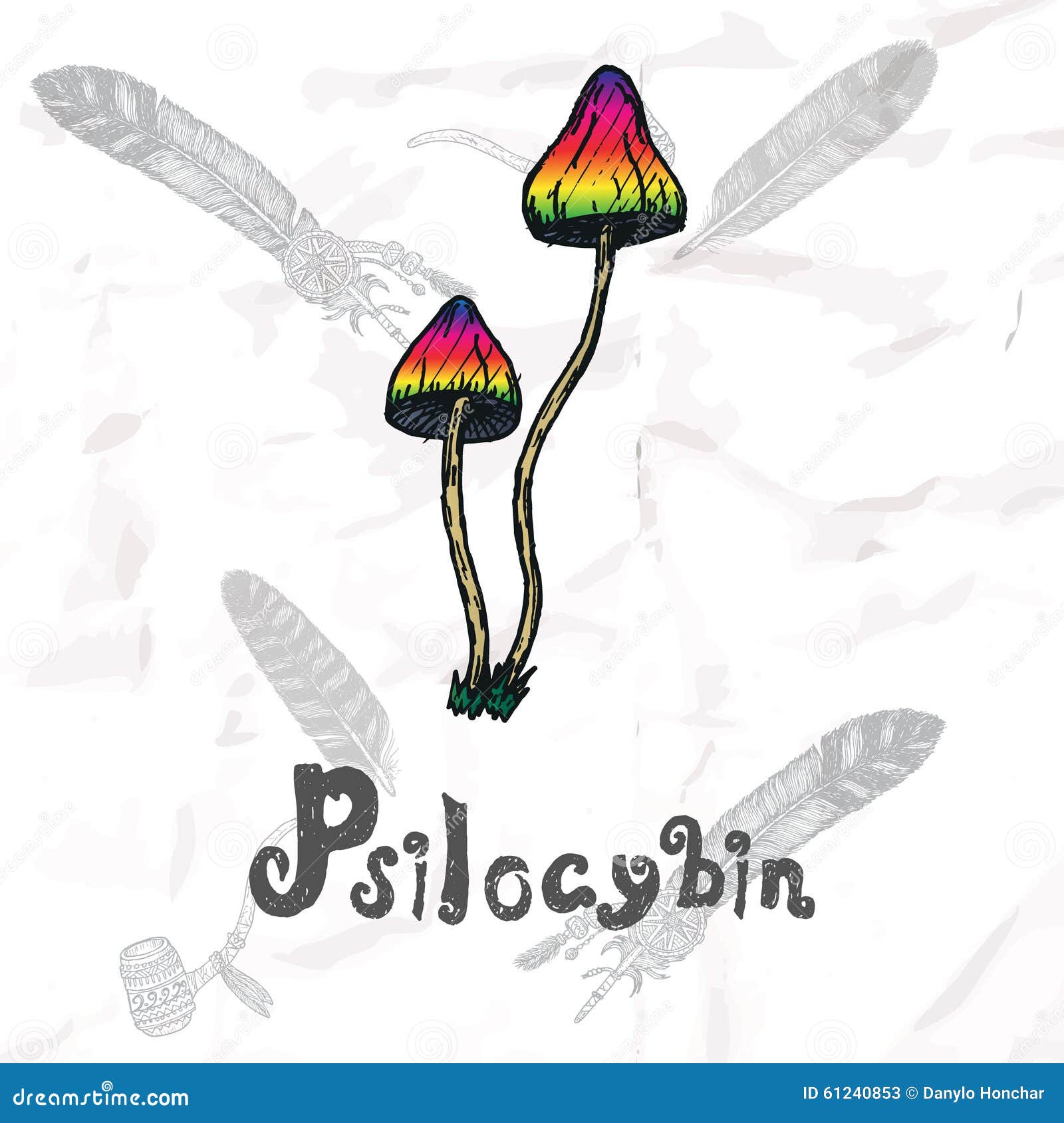 Psychedelics Set. Hand Drawn Elements. Stock Vector - Illustration of ...