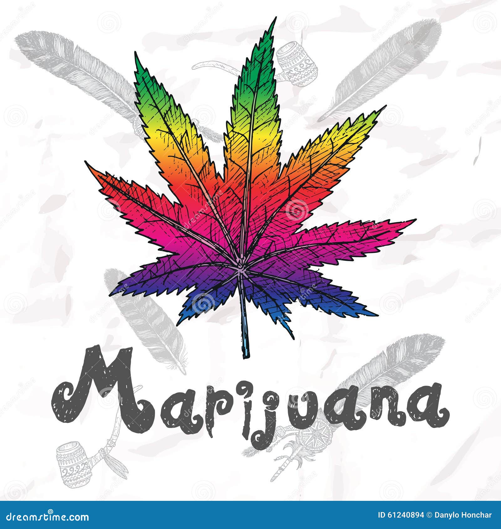 Psychedelics Set Hand Drawn Elements Stock Vector Illustration Of Legal Marihuana 61240894