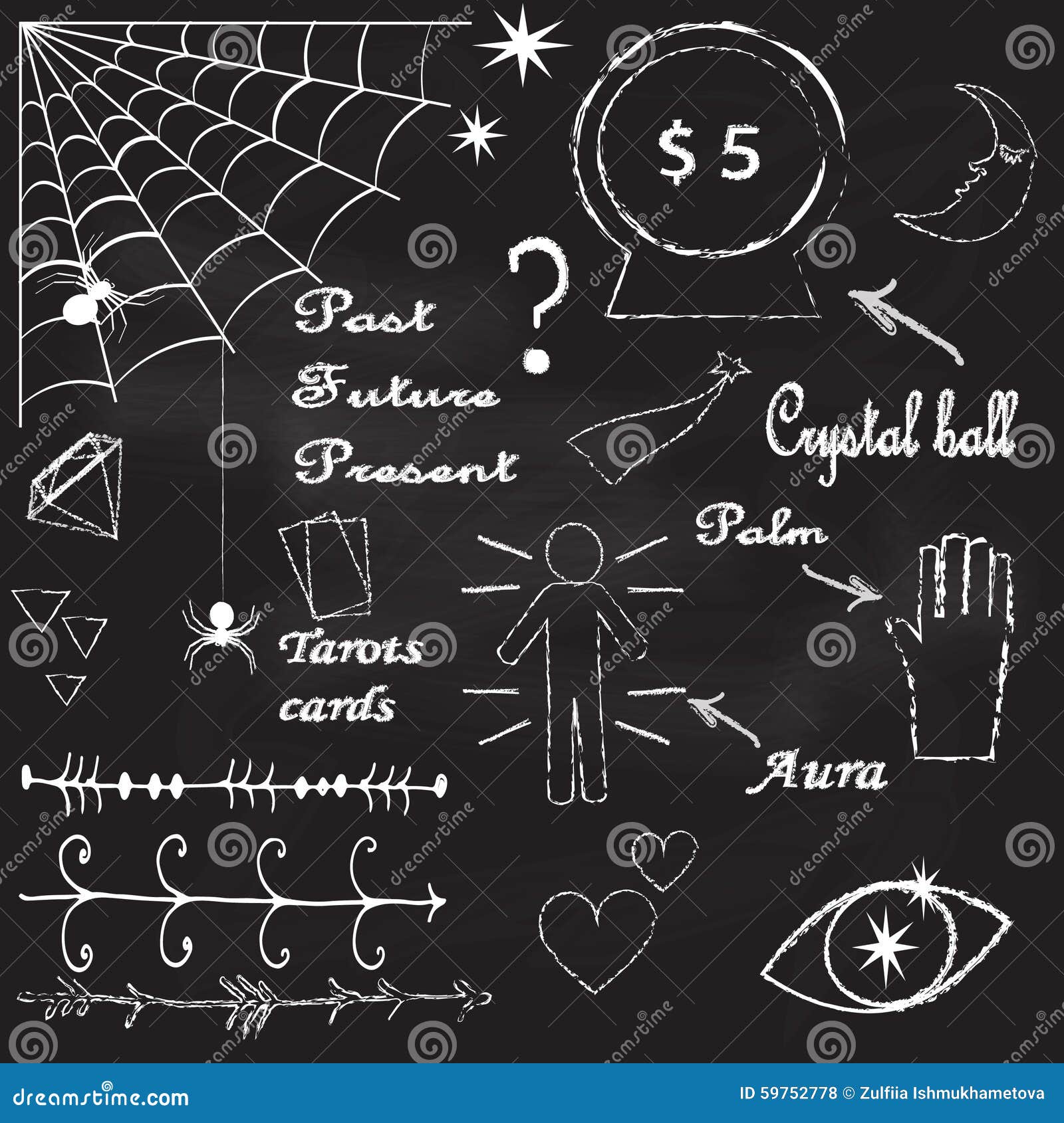 Psychic Readings Collection Stock Vector - Illustration of divination ...