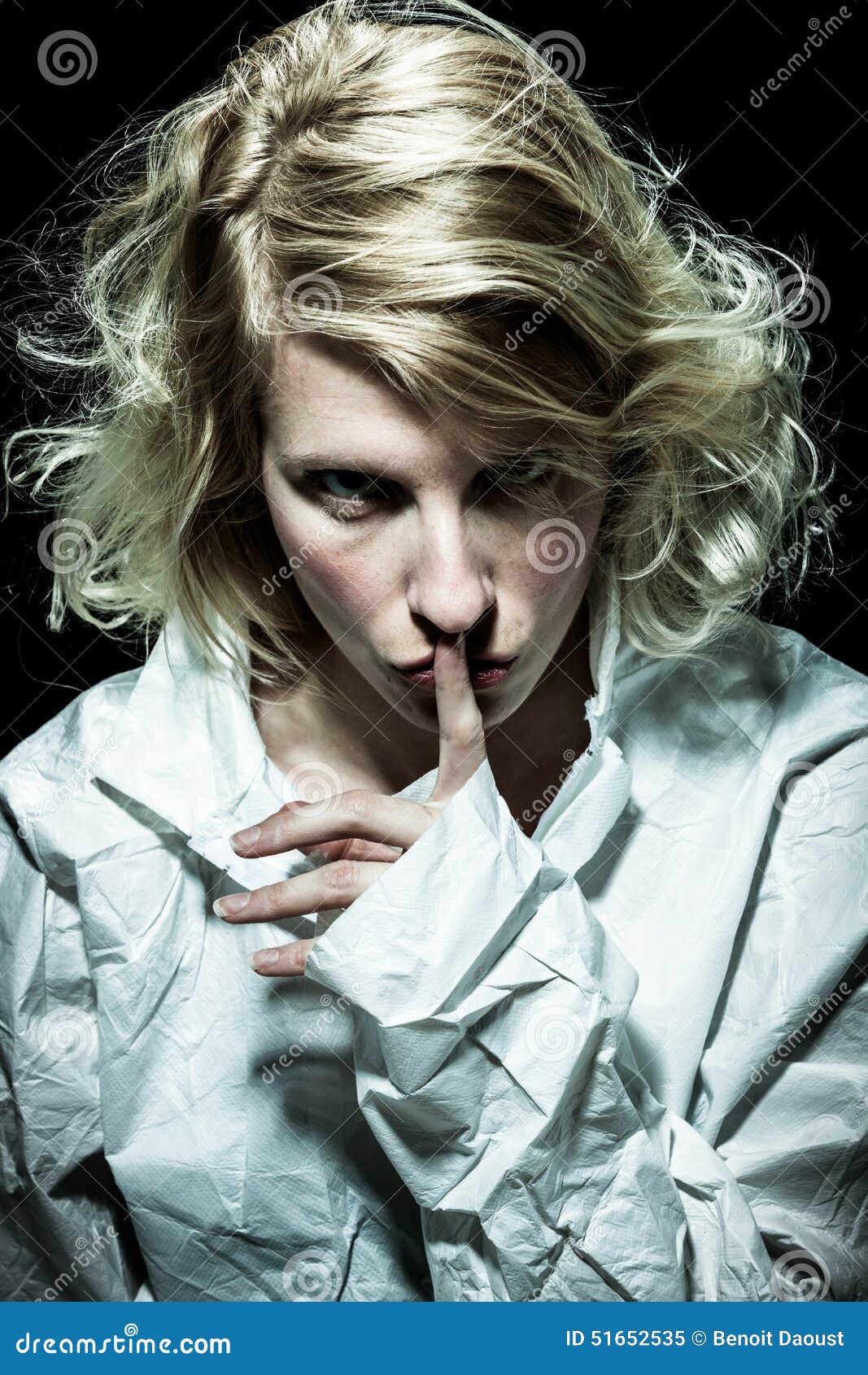 Psycho Woman Asking for Silence Stock Image - Image of case, freak ...