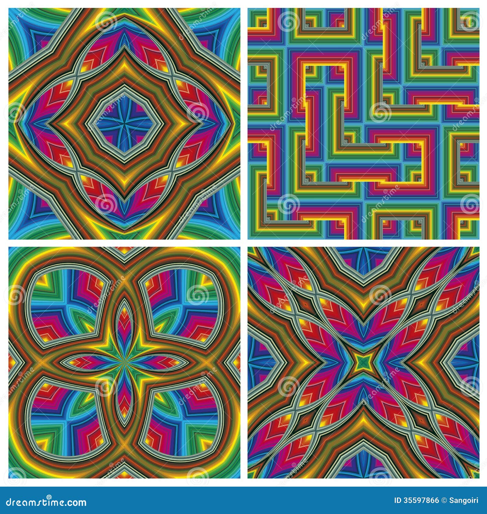 Psychodelic Pattern Set stock vector. Illustration of illusion - 35597866