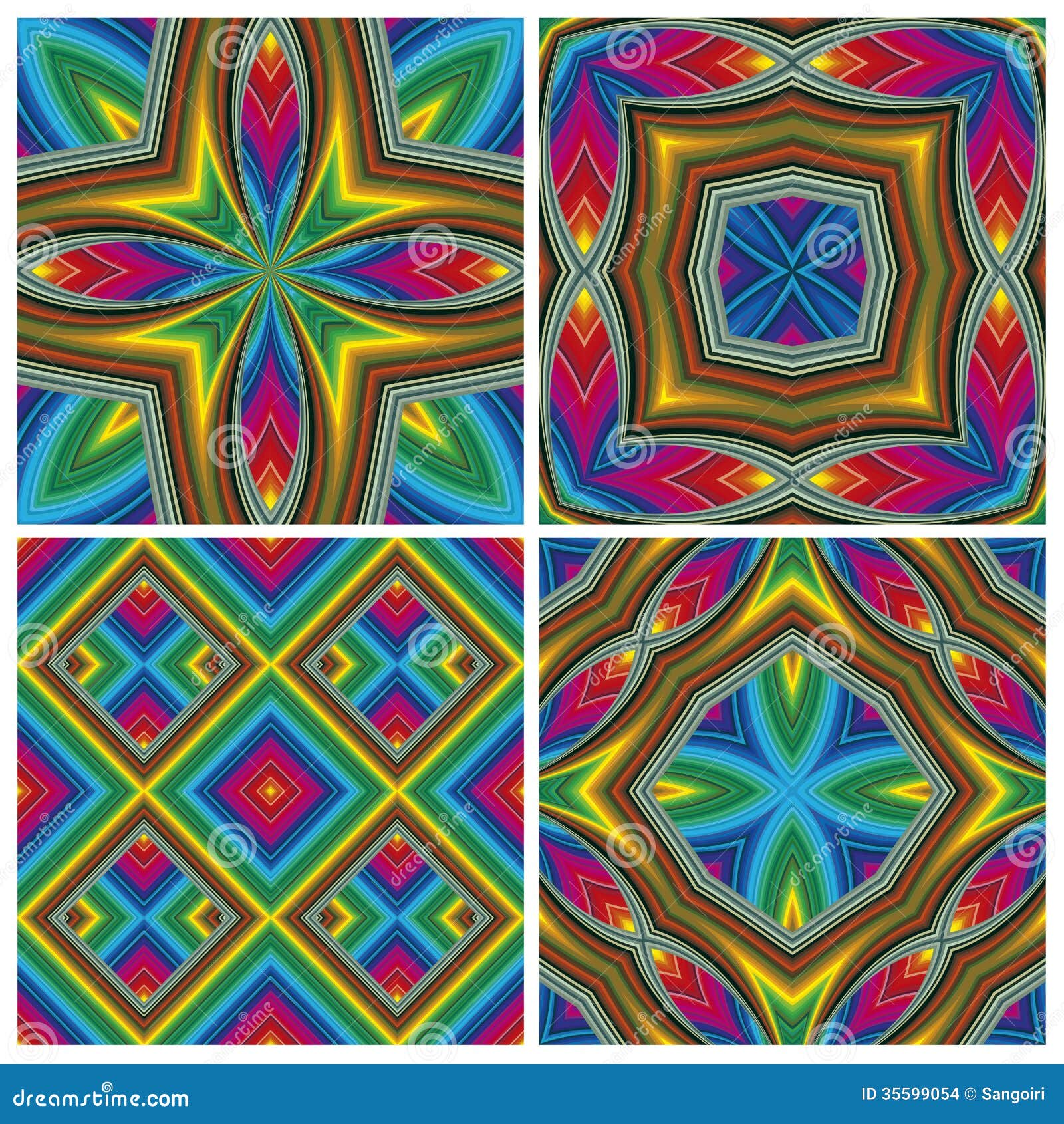 Psychodelic Pattern Set stock vector. Illustration of kinky - 35599054