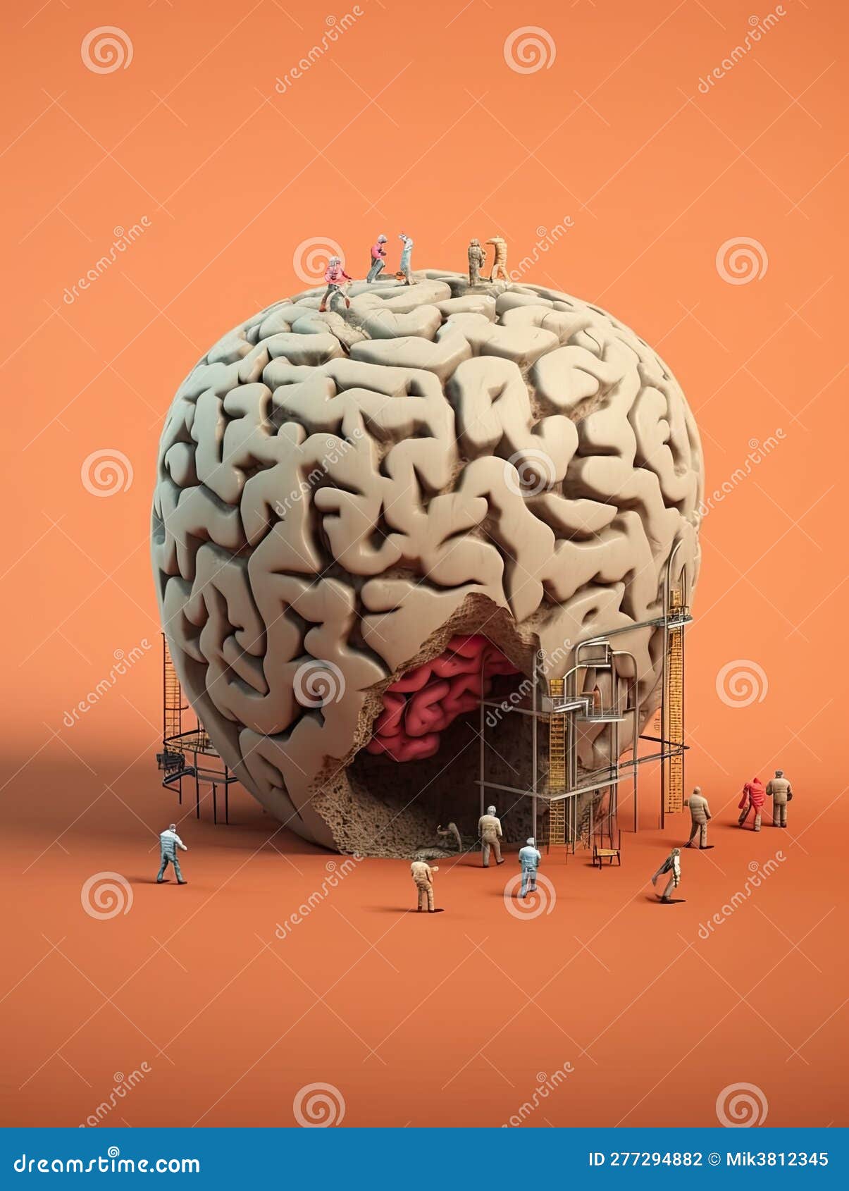 Psychological Concept of Humans Working on a Brain. Stock Illustration ...