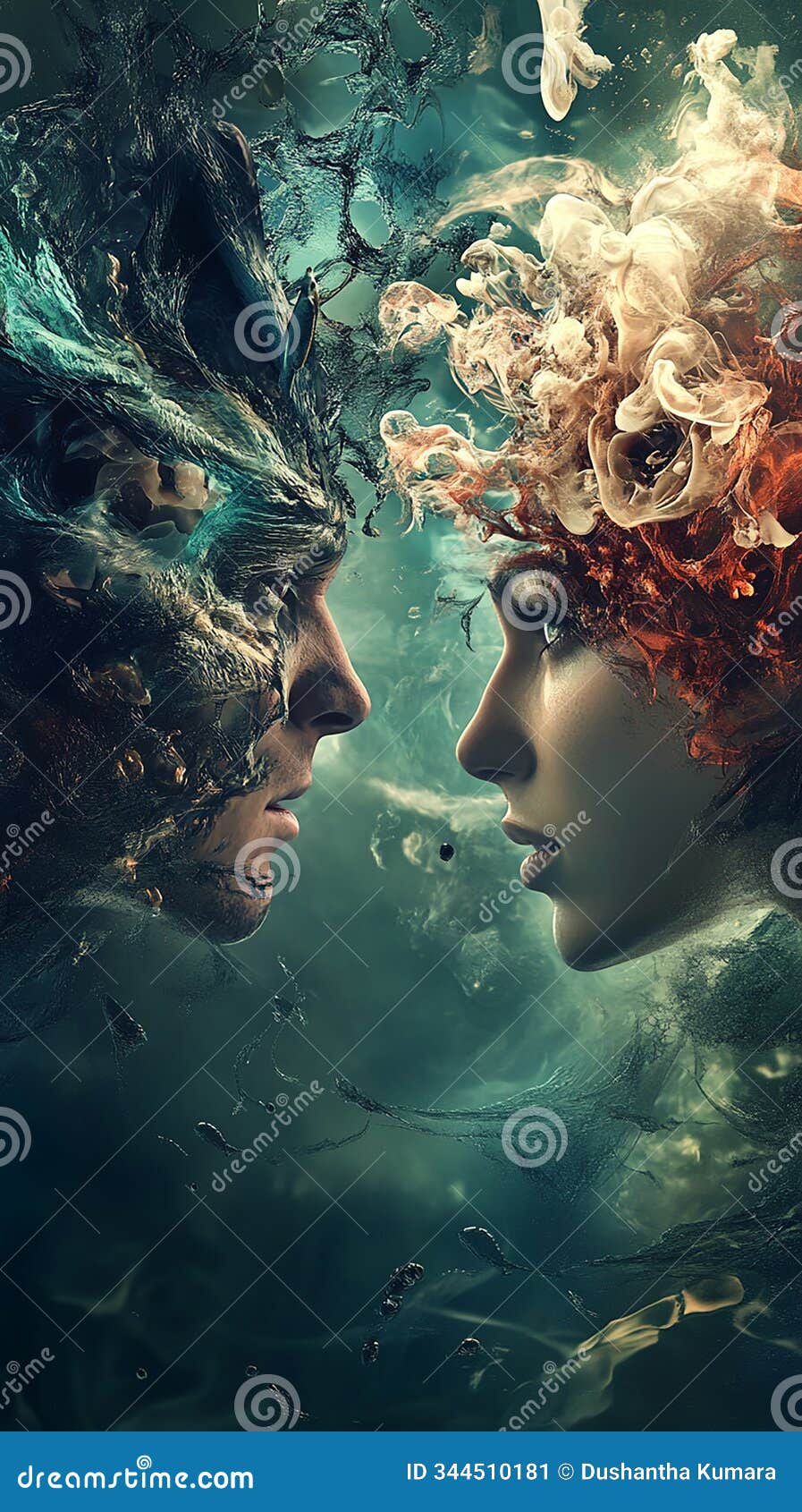 Psychological Duel: Intense Showdown between Surreal Characters Stock ...