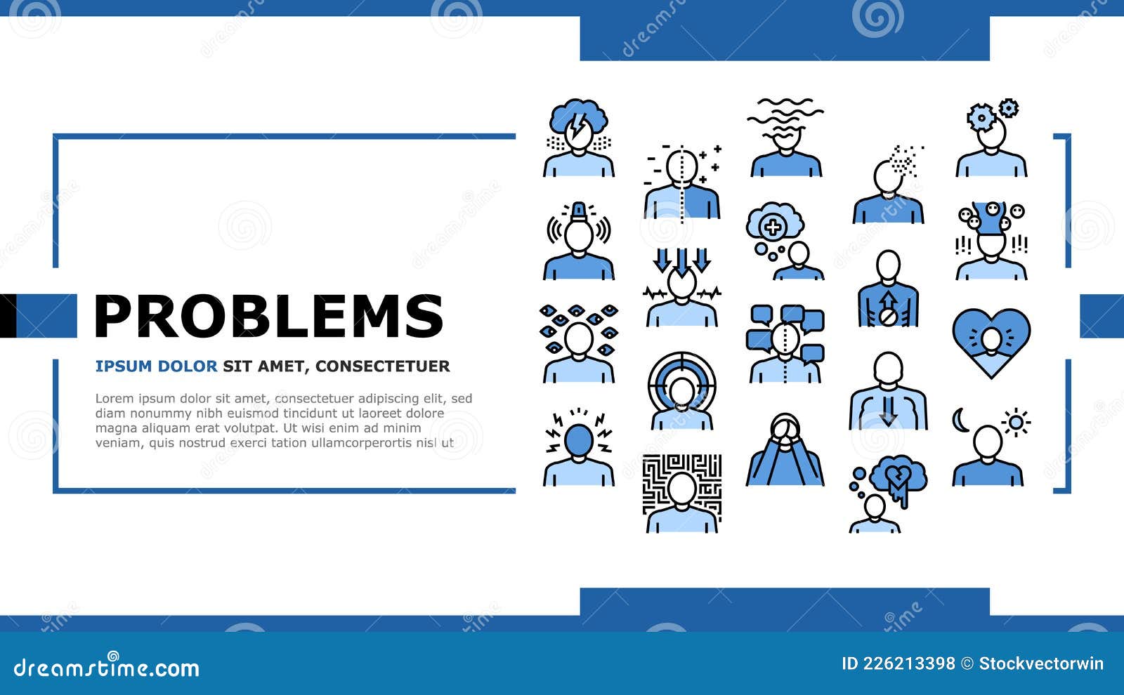 Psychological Problems Landing Header Vector Stock Vector ...