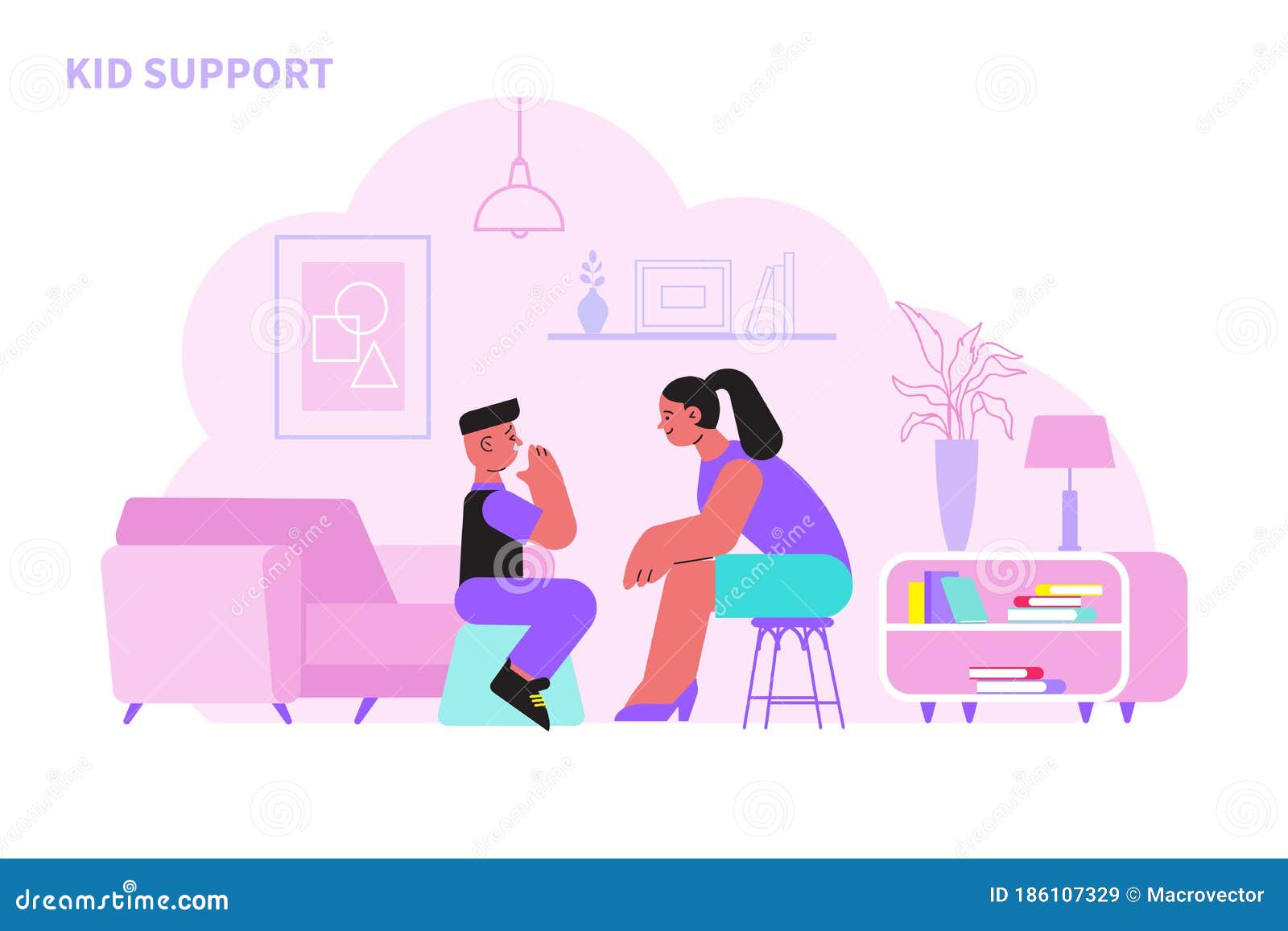Psychological Support Flat Illustration Stock Vector - Illustration of ...