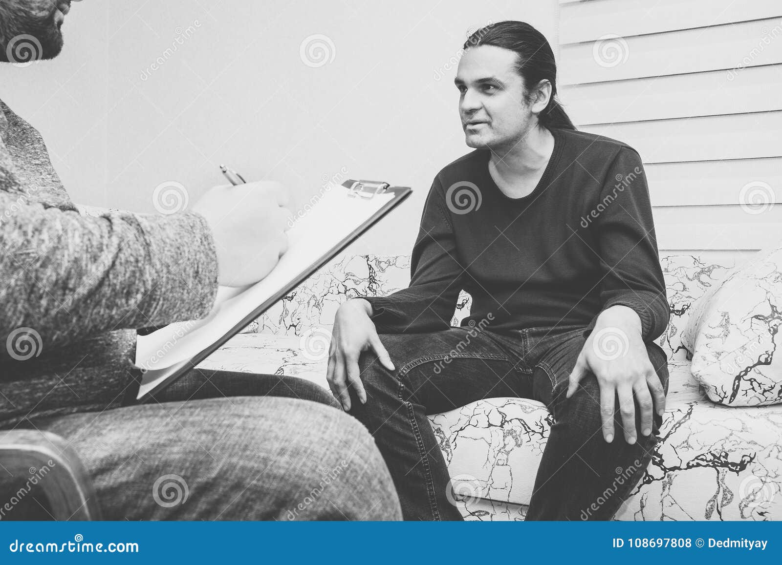 Psychologist Consulting Session. Patient Talking about His Problems ...