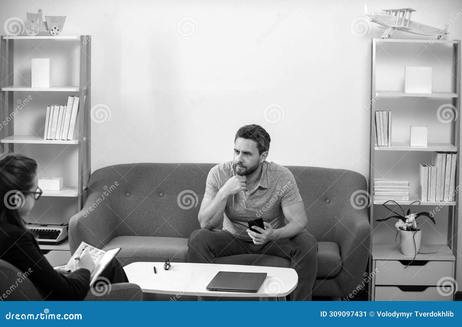 Psychologist Helping Young Man To Solve Men Problems. Psychological ...