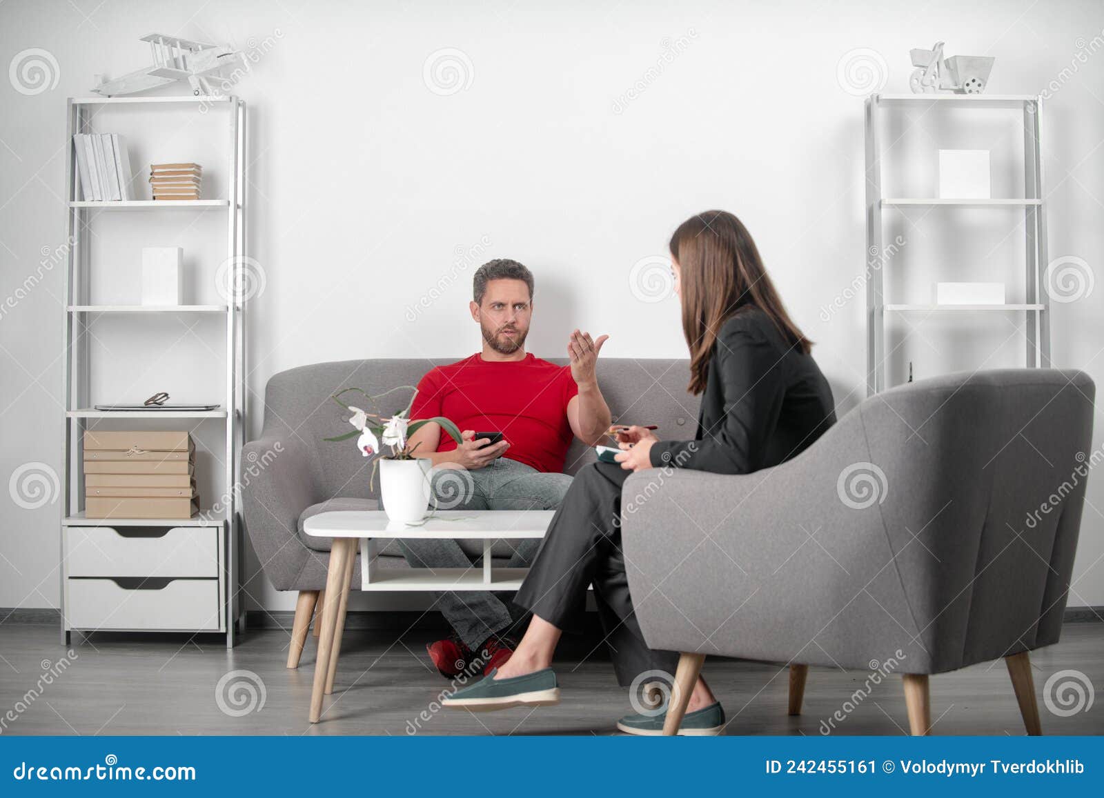 Psychologist Helping Young Man To Solve Men Problems. Psychological ...