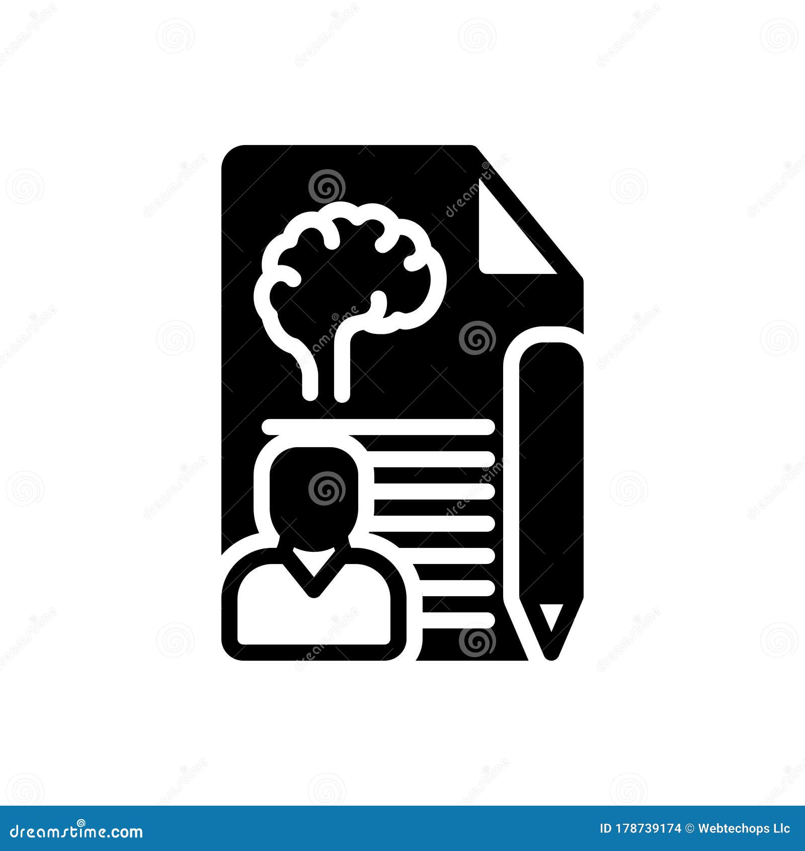 Black Solid Icon for Psychologist, Psych and Brain Stock Illustration ...