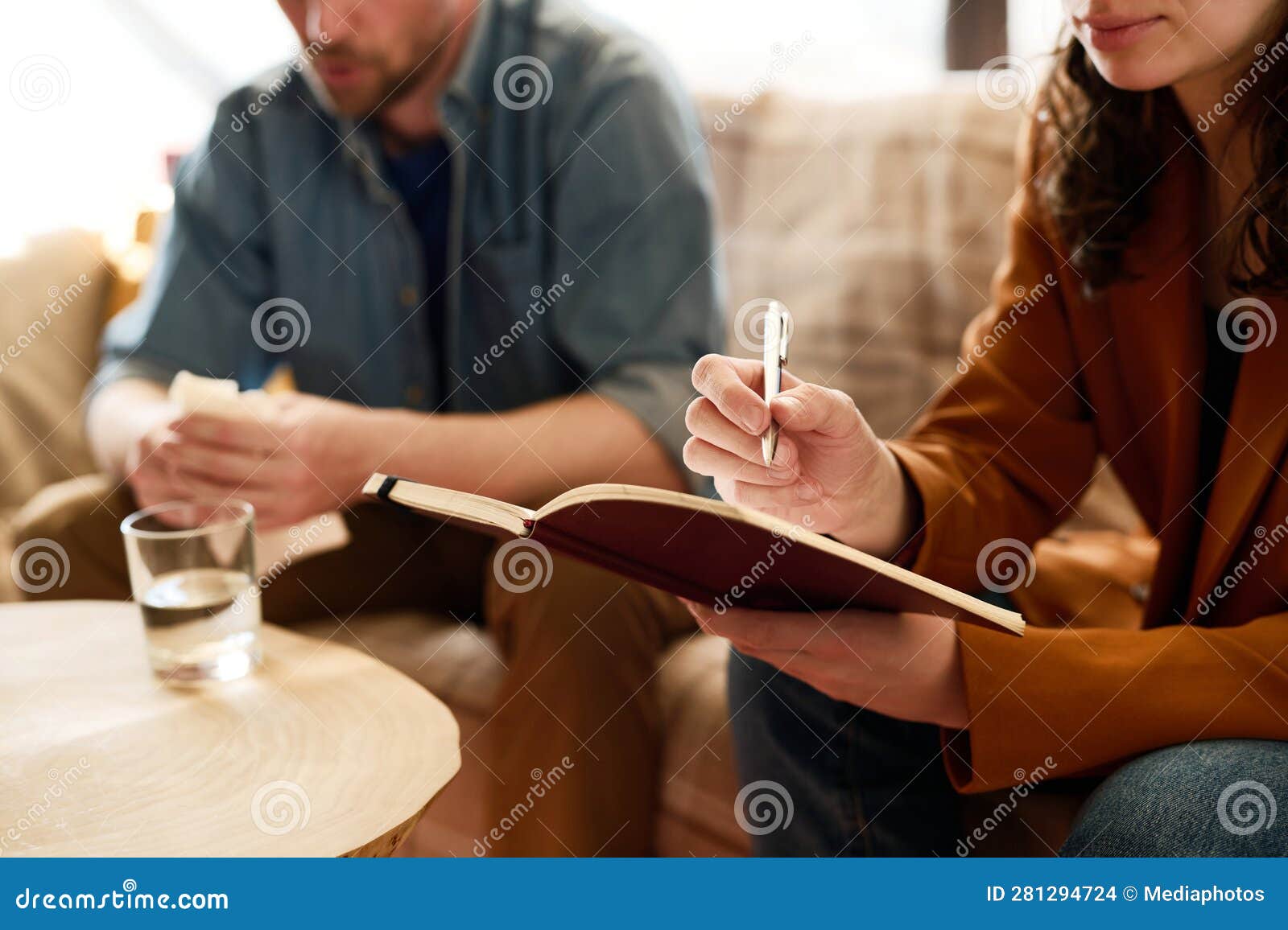 Psychologist Making Notes during Conversation Stock Photo - Image of ...