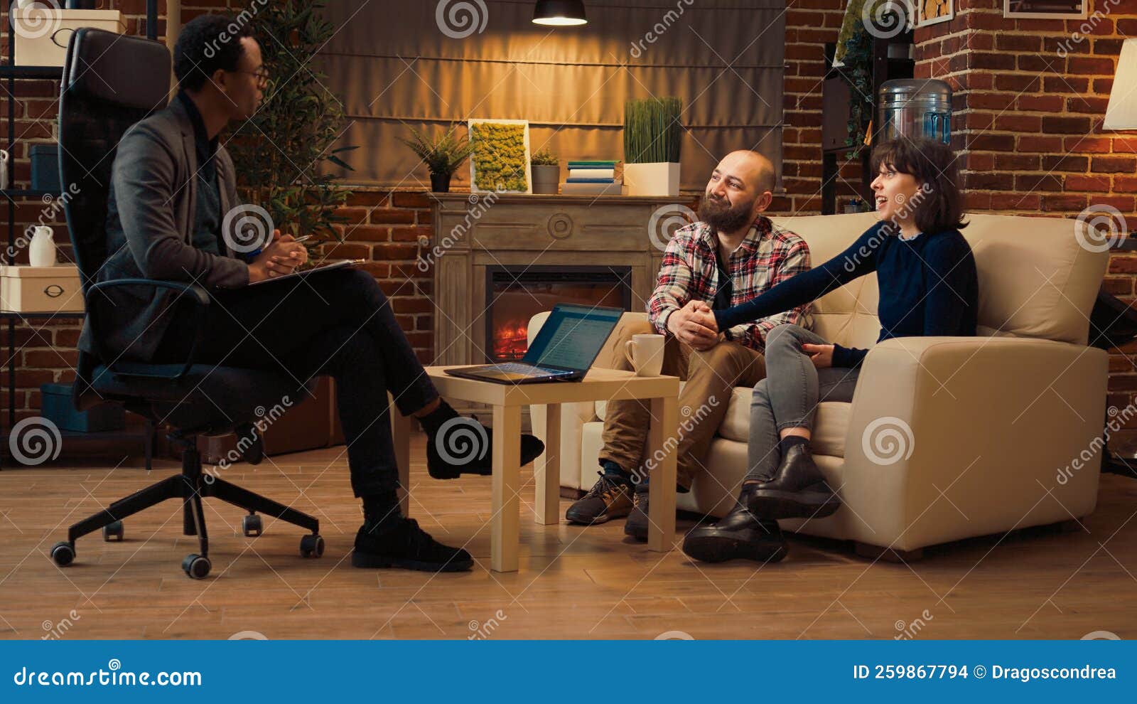 Psychologist Making Peace between Married People at Therapy Session ...