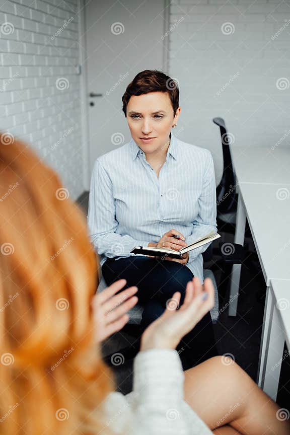 A Psychologist Meets with a Client in the Office Stock Image - Image of ...