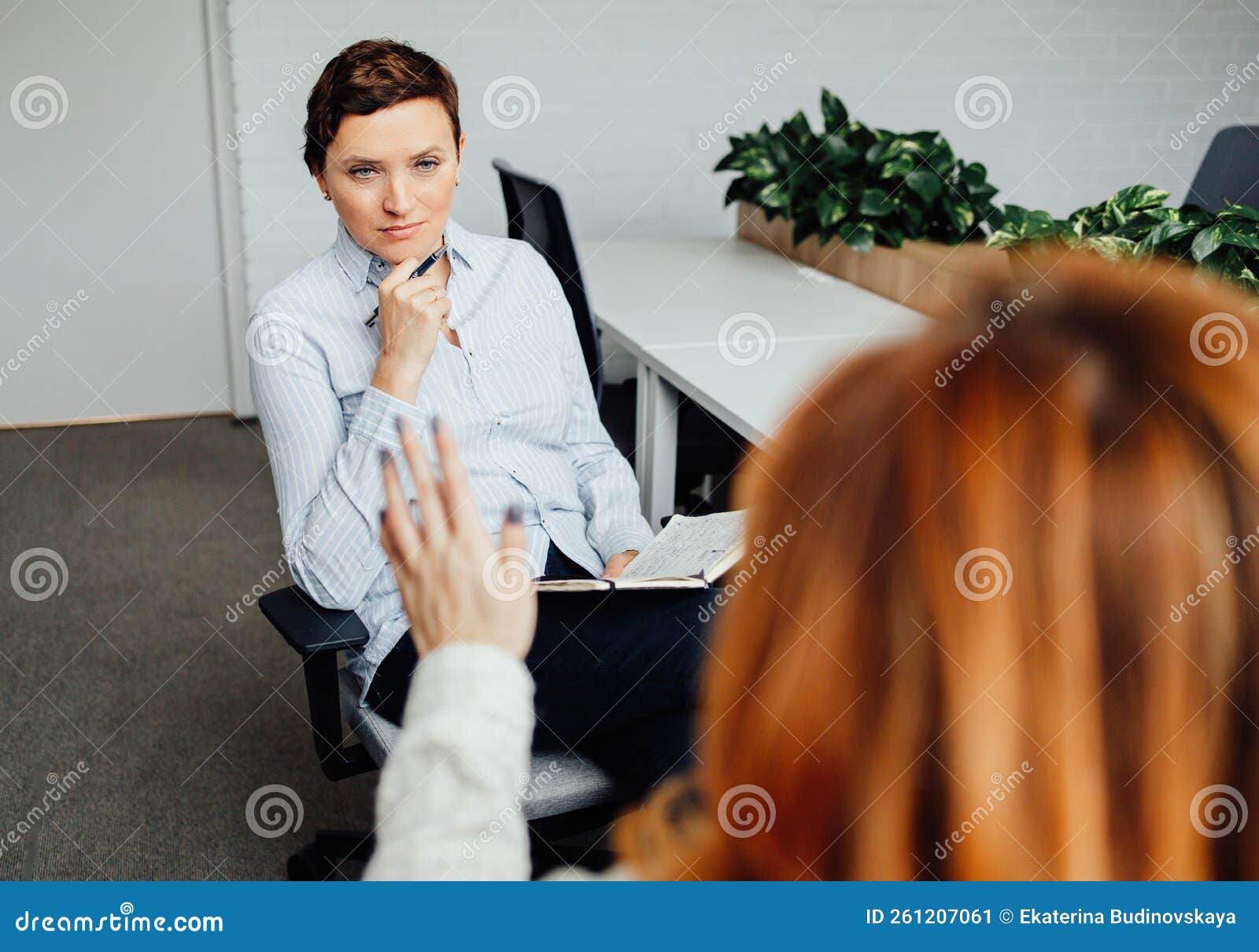 A Psychologist Meets with a Client in the Office Stock Image - Image of ...