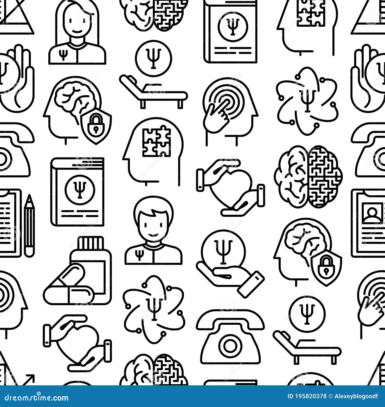 Psychologist Seamless Pattern With Thin Line Icons: Psychiatrist ... Psychologist Seamless Pattern With Thin Line Icons: Psychiatrist ...