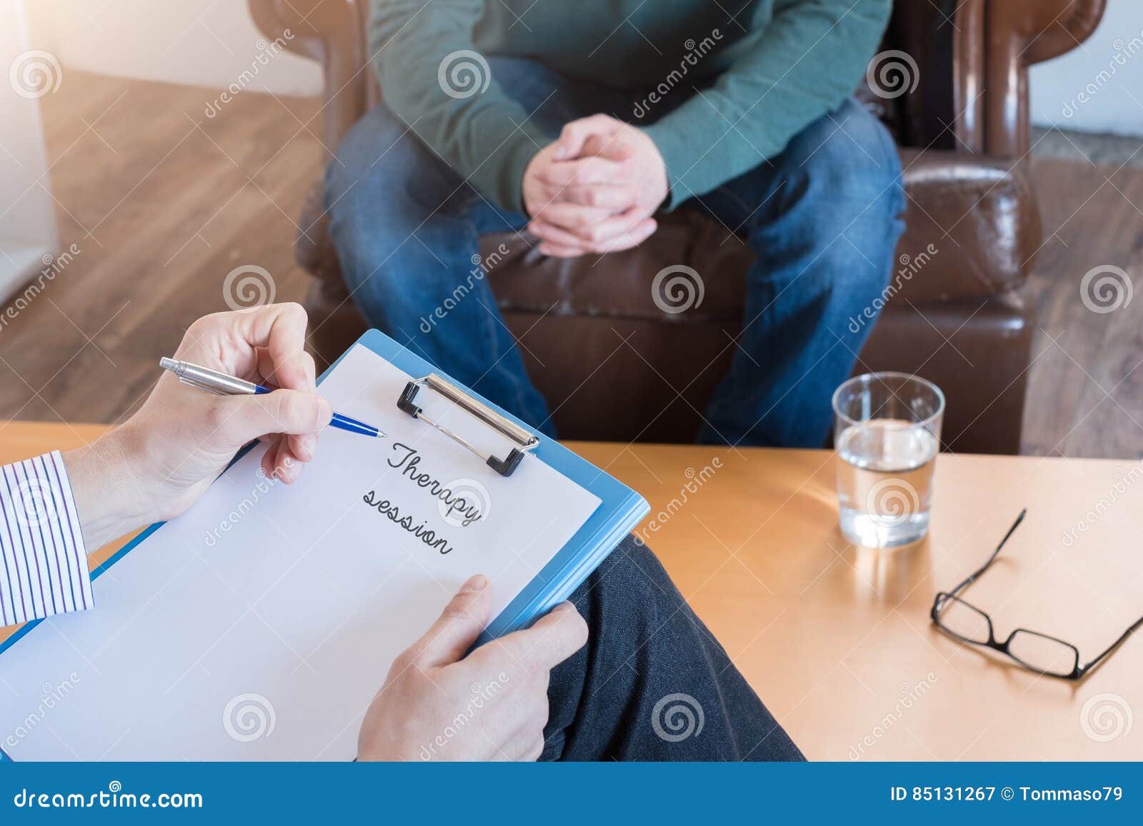 Psychologist Taking Notes during Psychotherapy Stock Image - Image of ...