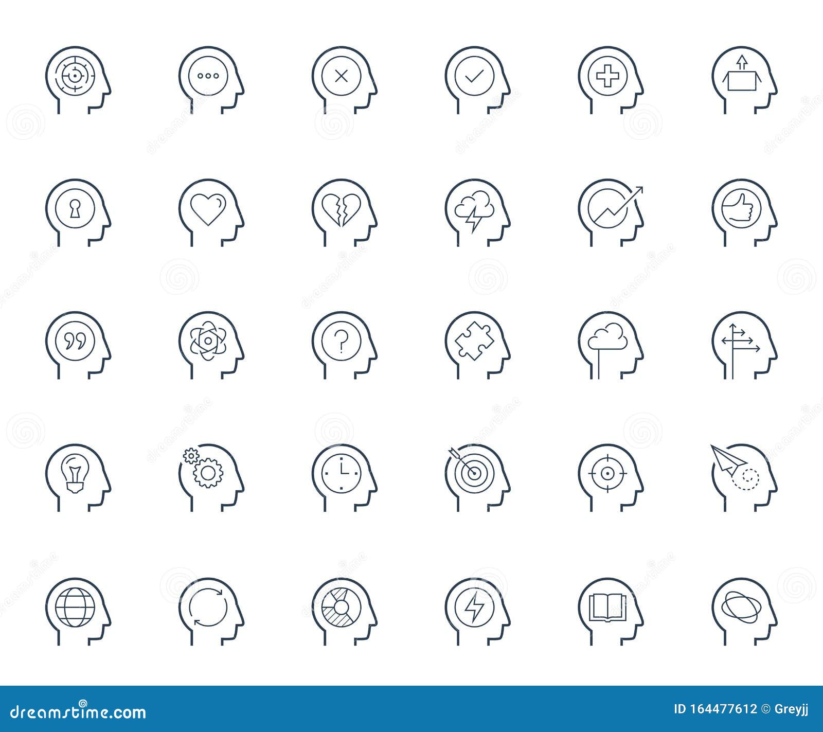 Psychology, Brain And Mental Health Vector Conceptual Icons Or Logos ...