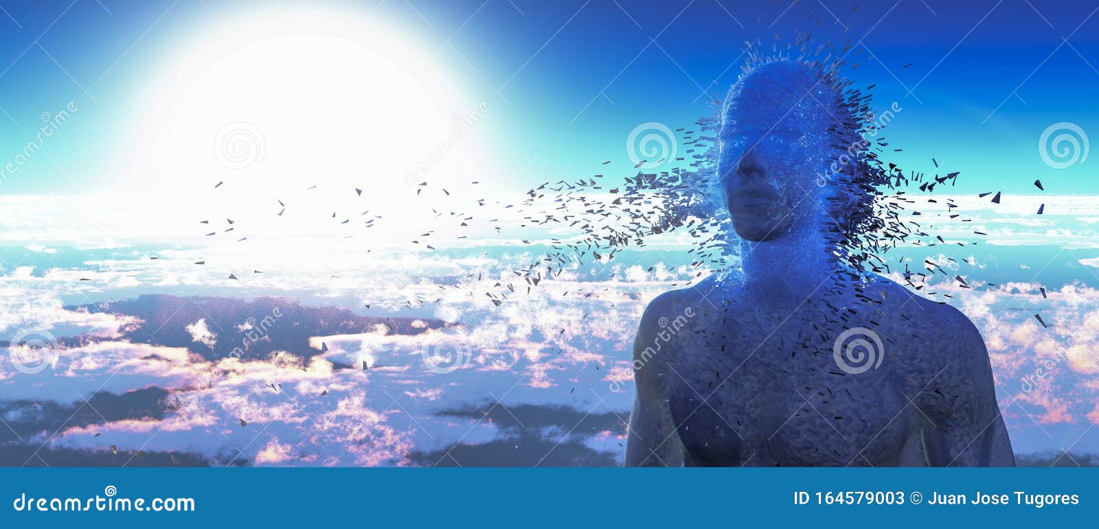 Psychology Concept, Head of a Man Falling Apart Stock Illustration ...