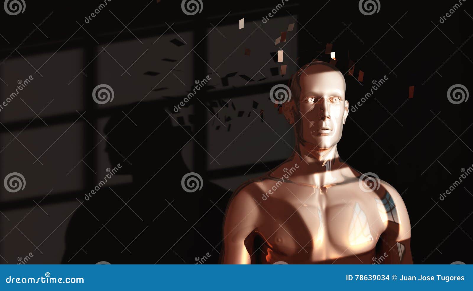 Psychology Concept, Head of a Man Falling Apart Stock Illustration ...