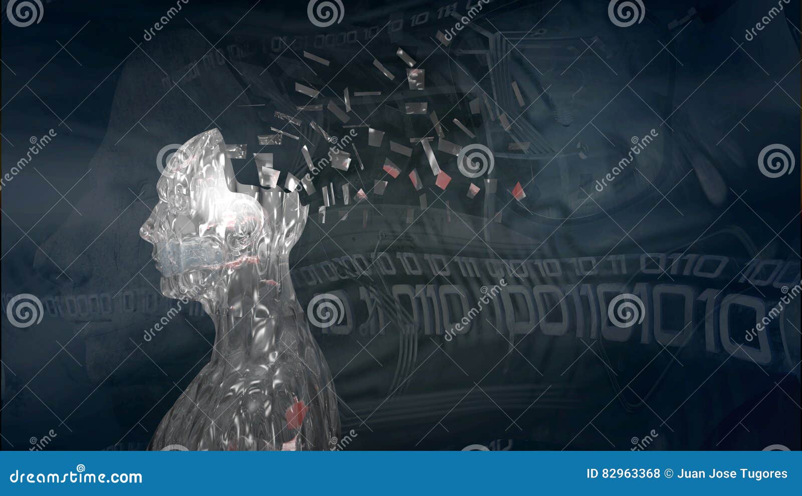 Psychology Concept, Head of a Man Falling Apart Stock Illustration ...