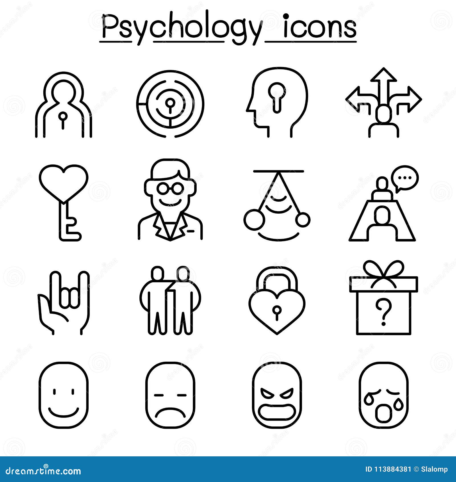 Psychology Icon Set in Thin Line Style Stock Vector - Illustration of ... Psychology Icon Set in Thin Line Style Stock Vector - Illustration of ...