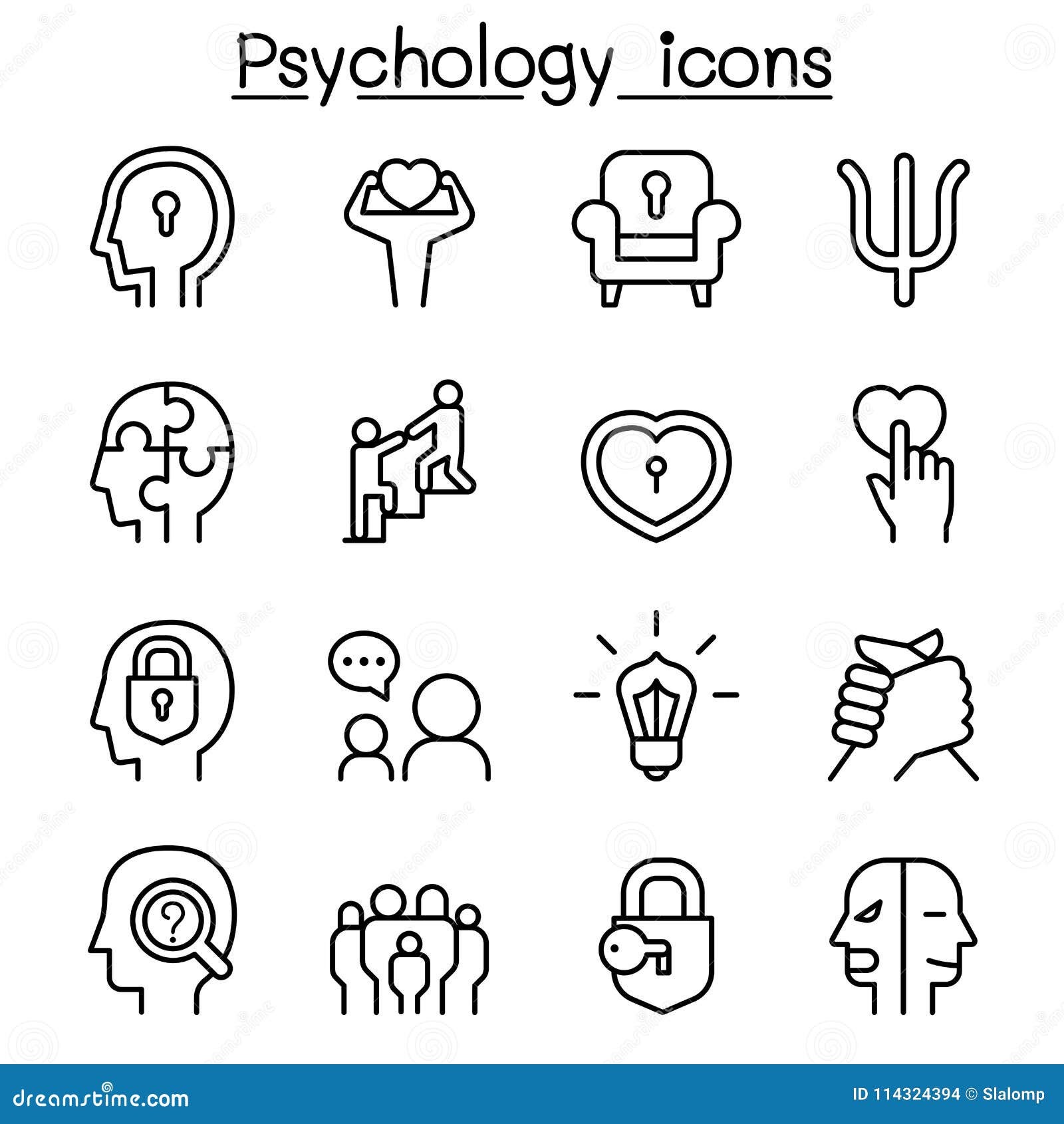 Psychology Icon Set in Thin Line Style Stock Vector - Illustration of ... Psychology Icon Set in Thin Line Style Stock Vector - Illustration of ...