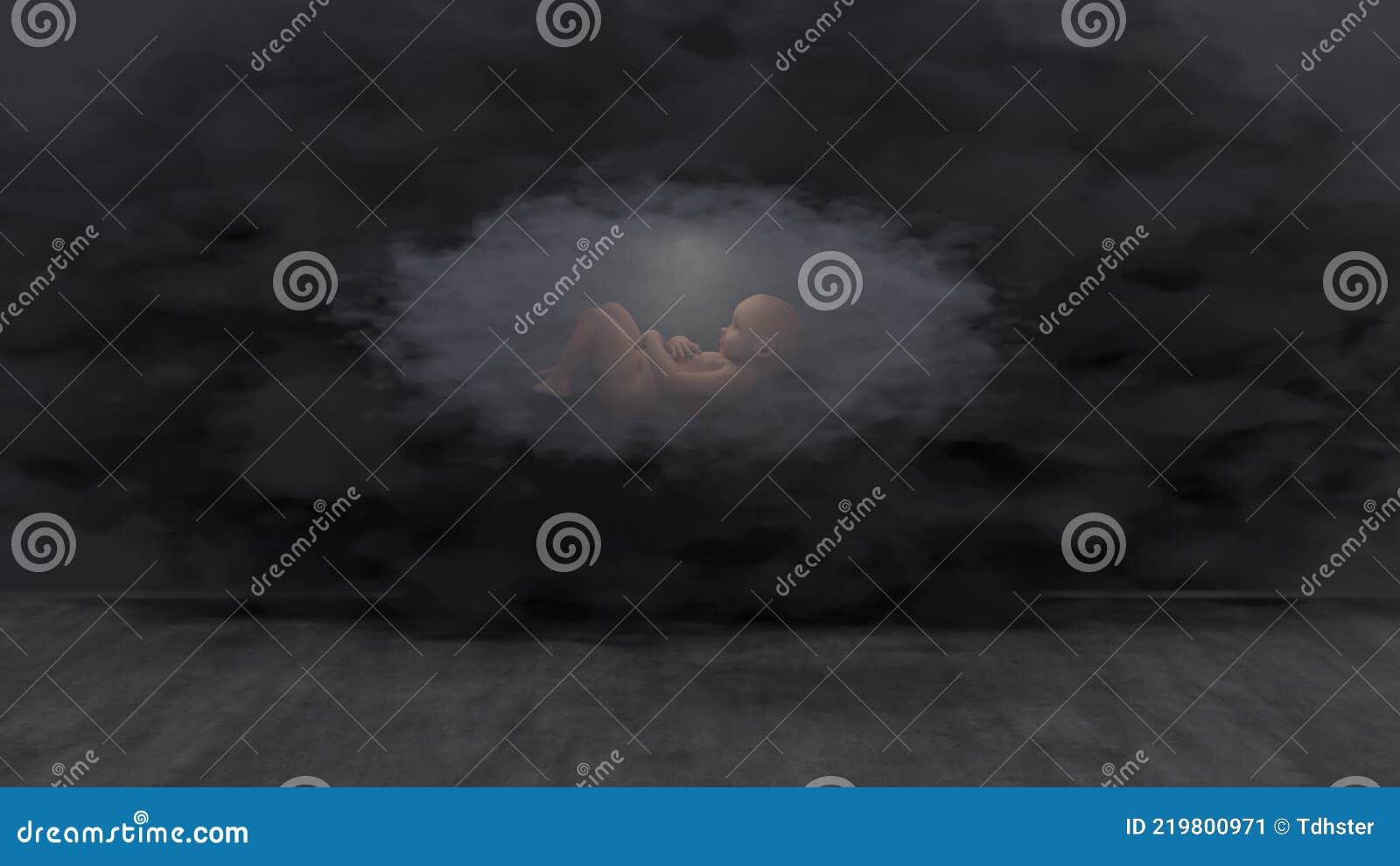 Psychology Inner Child Inside Black Cloud 3d Illustration Stock ...