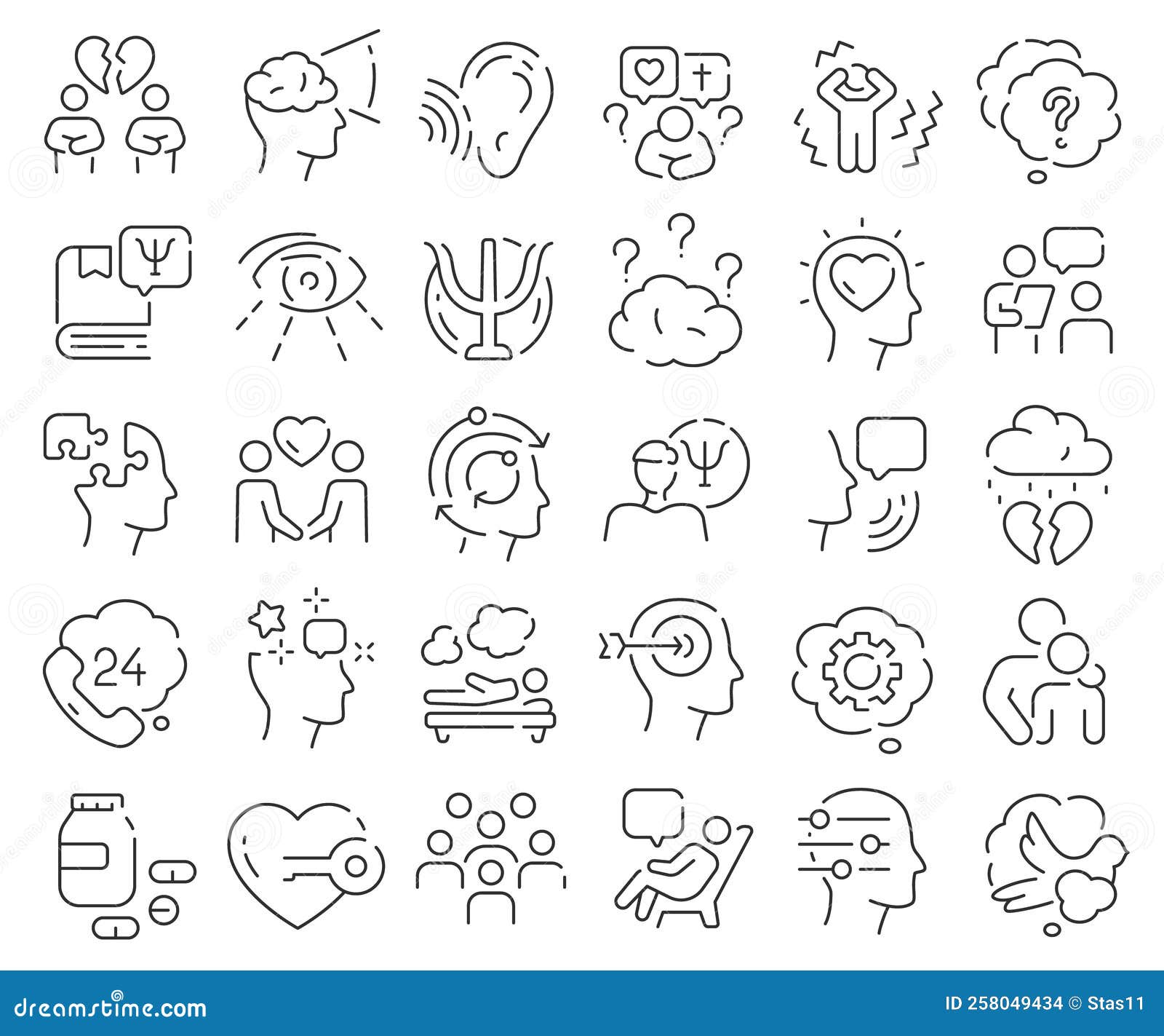 Psychology Line Symbol Or Psy Outline Sign Vector Illustration ...
