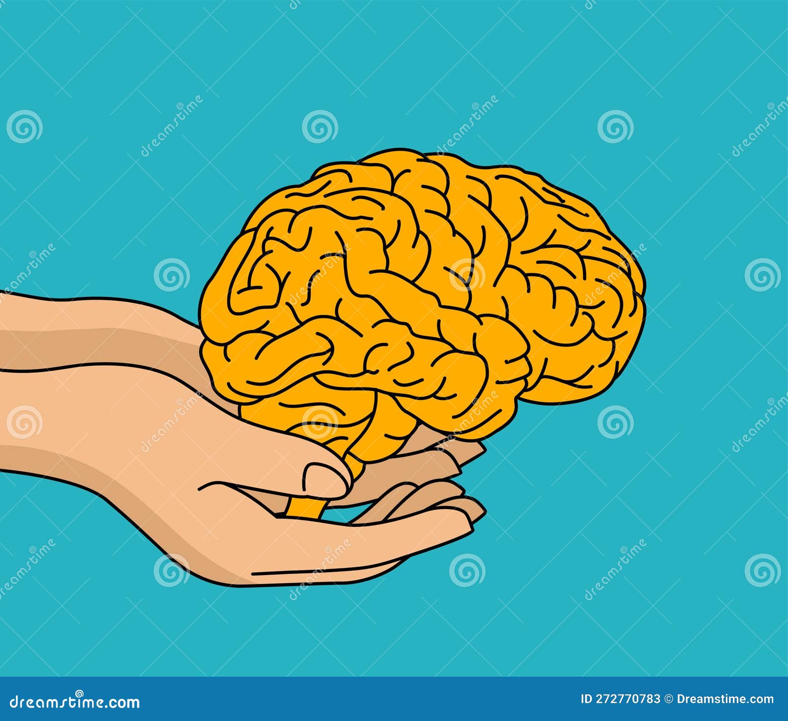 Psychology Concept - Brain in Hands Stock Vector - Illustration of ...