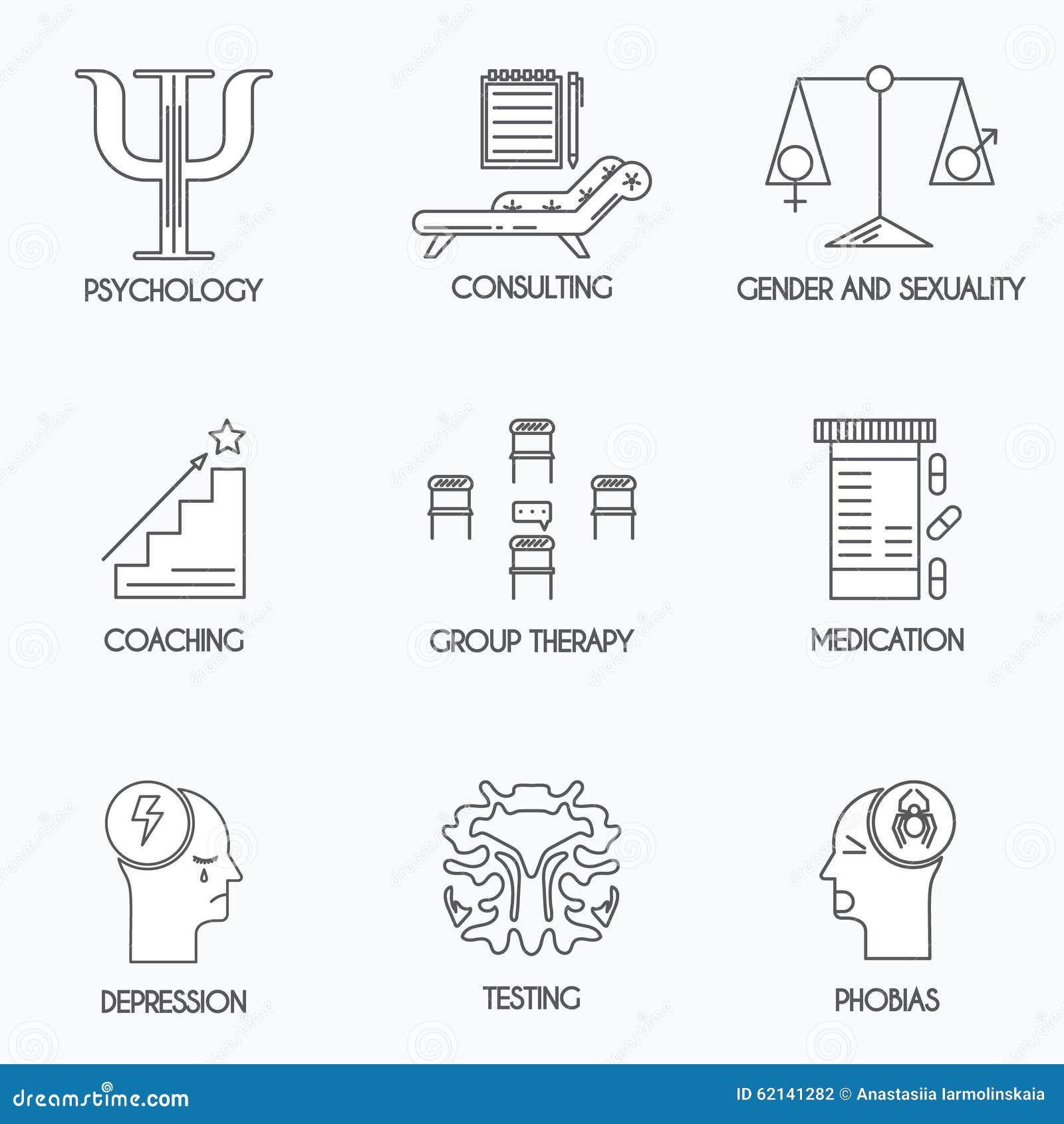 Psychology And Psychotherapy Icons Stock Vector - Image: 62141282