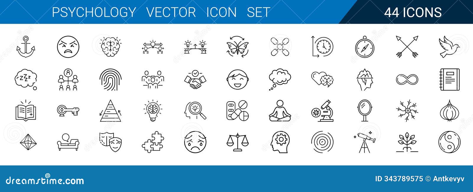 Psychology Scientific Study Human Mind Functions Themed Icon Collection ...