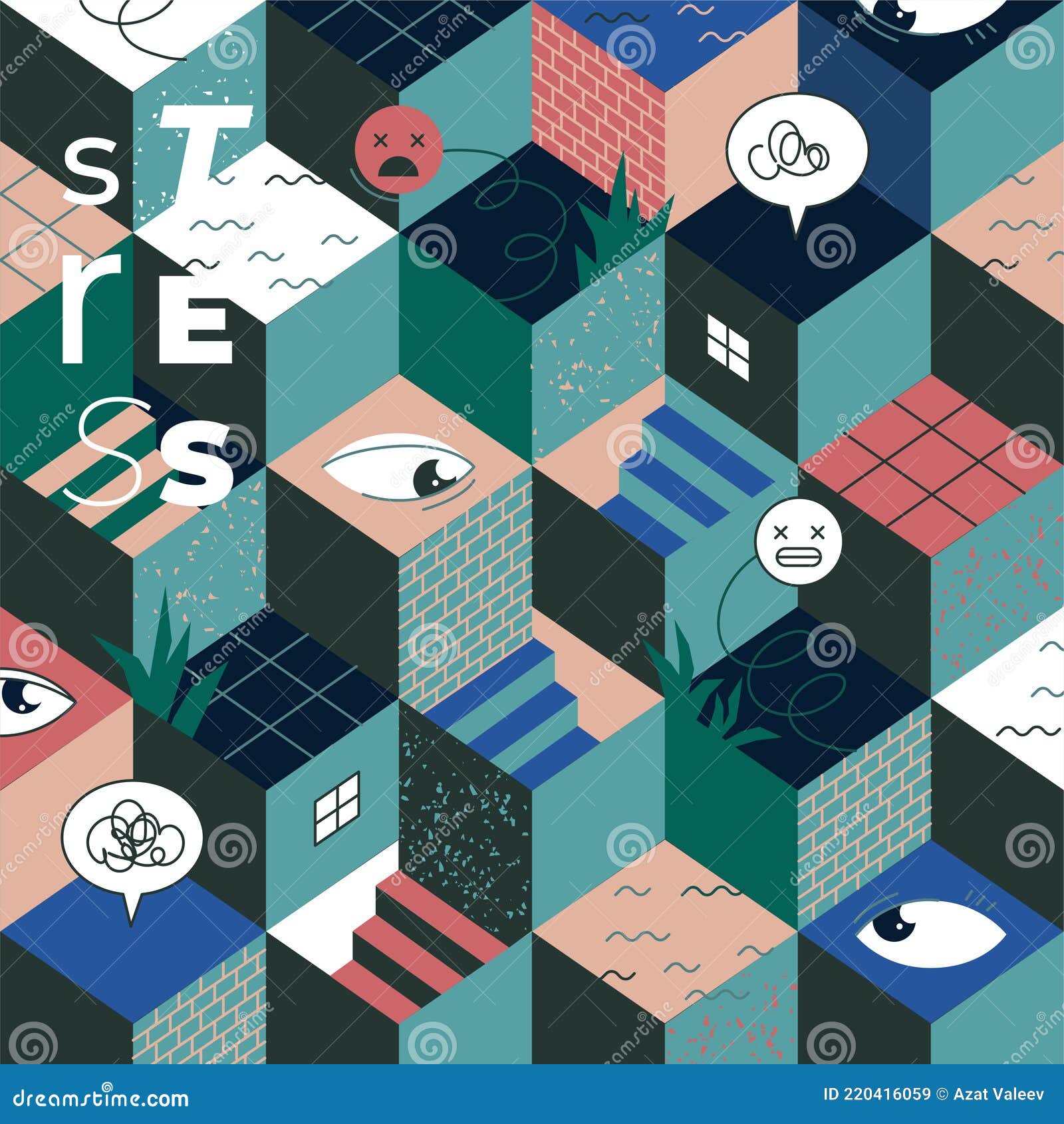 Psychology Stress Abstract Banner. Visualization Psychedelic Human ...