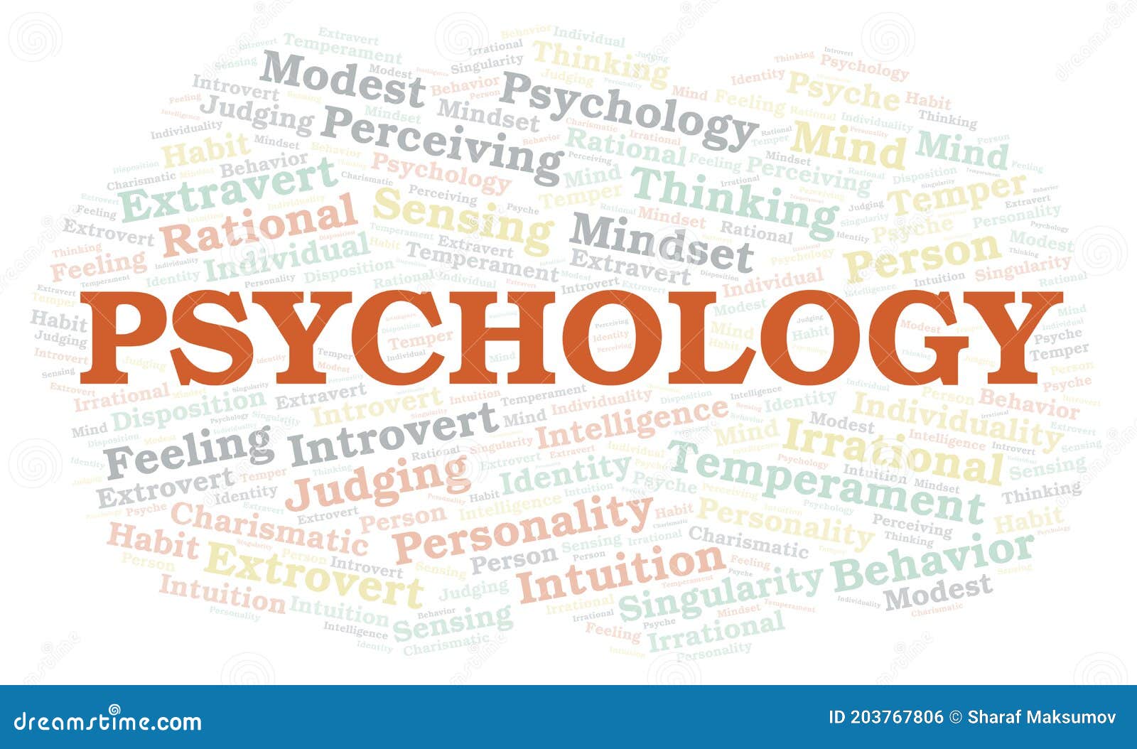 Psychology Typography Word Cloud Create with the Text only. Stock ...
