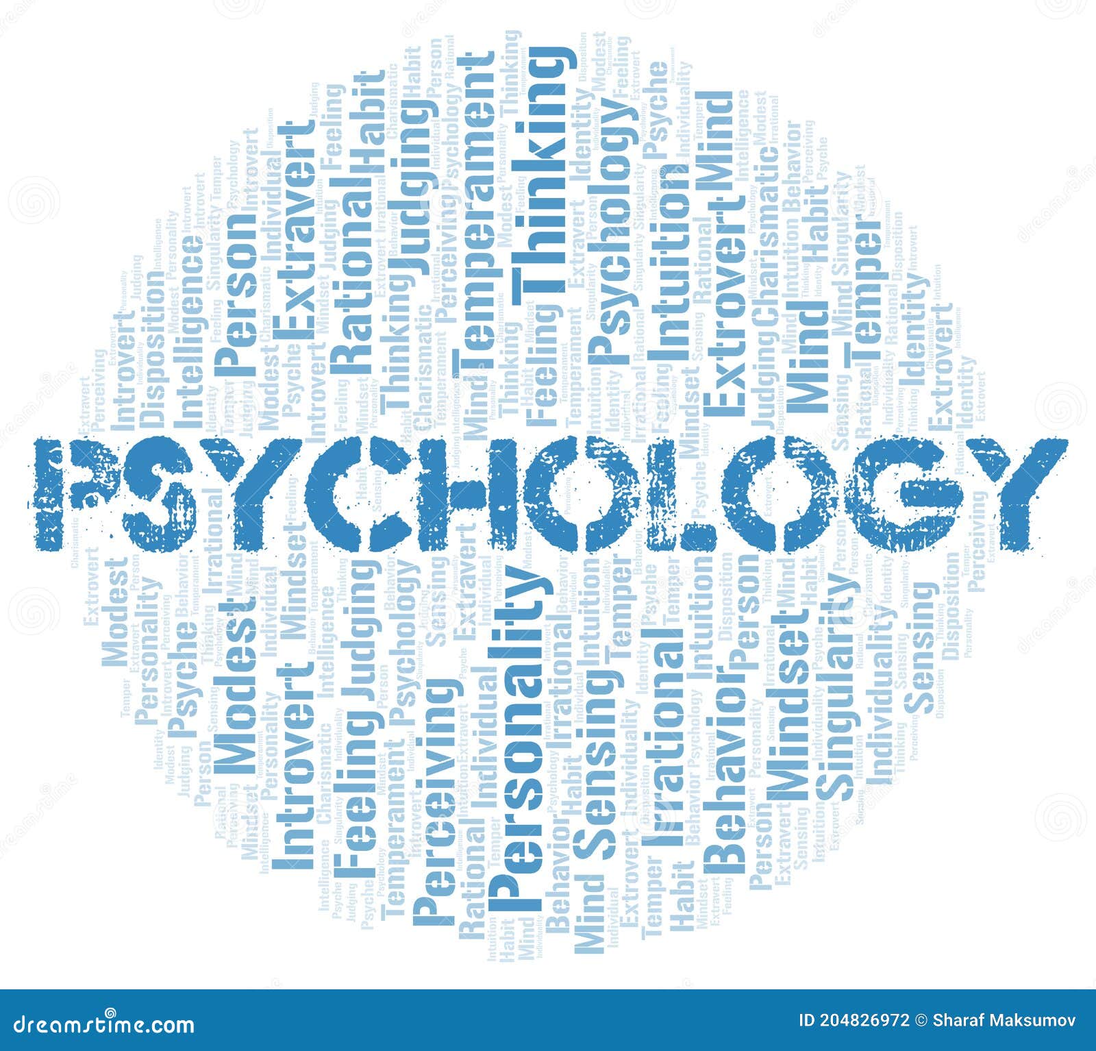 Psychology Typography Word Cloud Create with the Text only. Stock ...