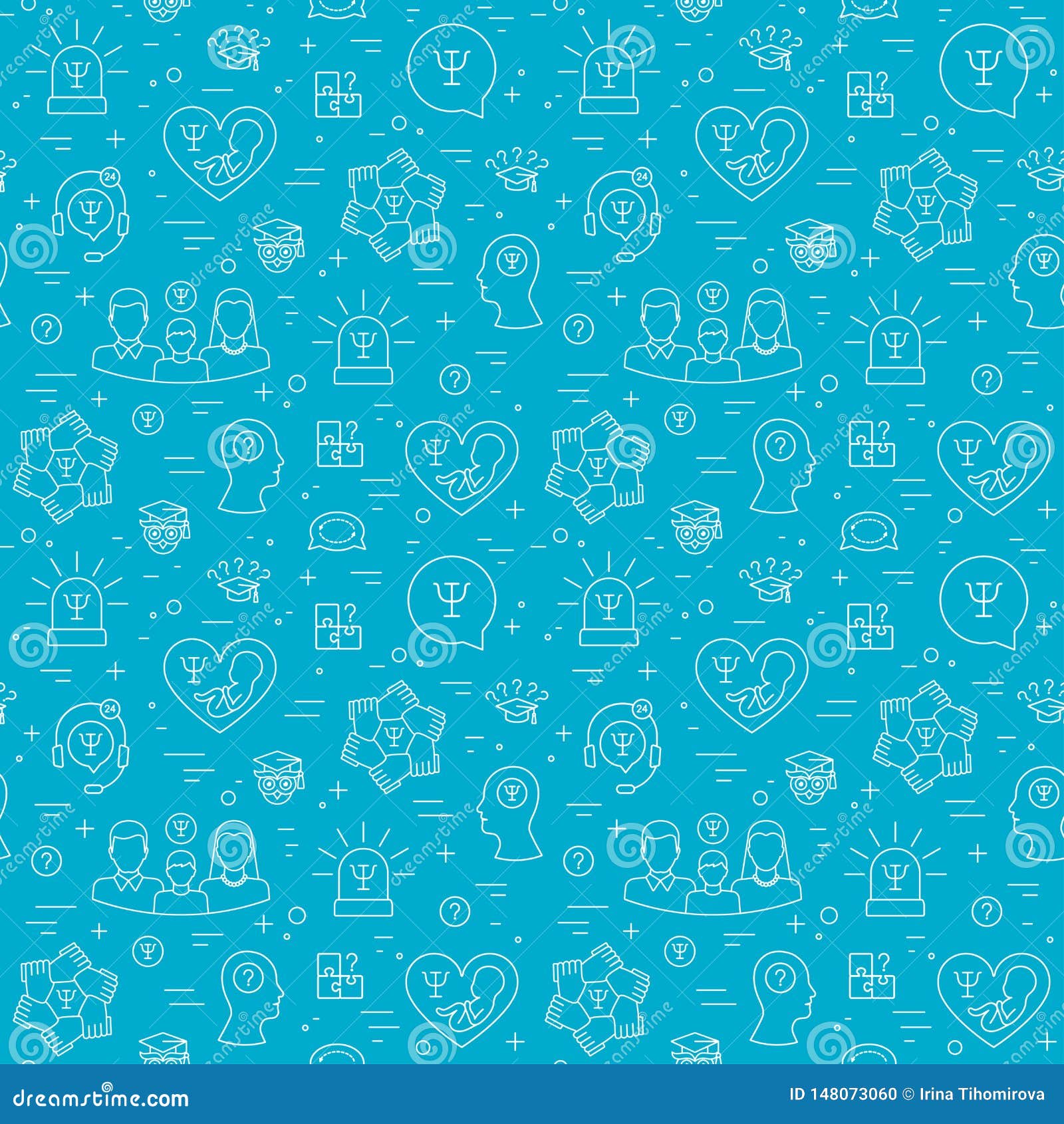 Psychology White Seamless Pattern. Flat Design Stock Vector ...