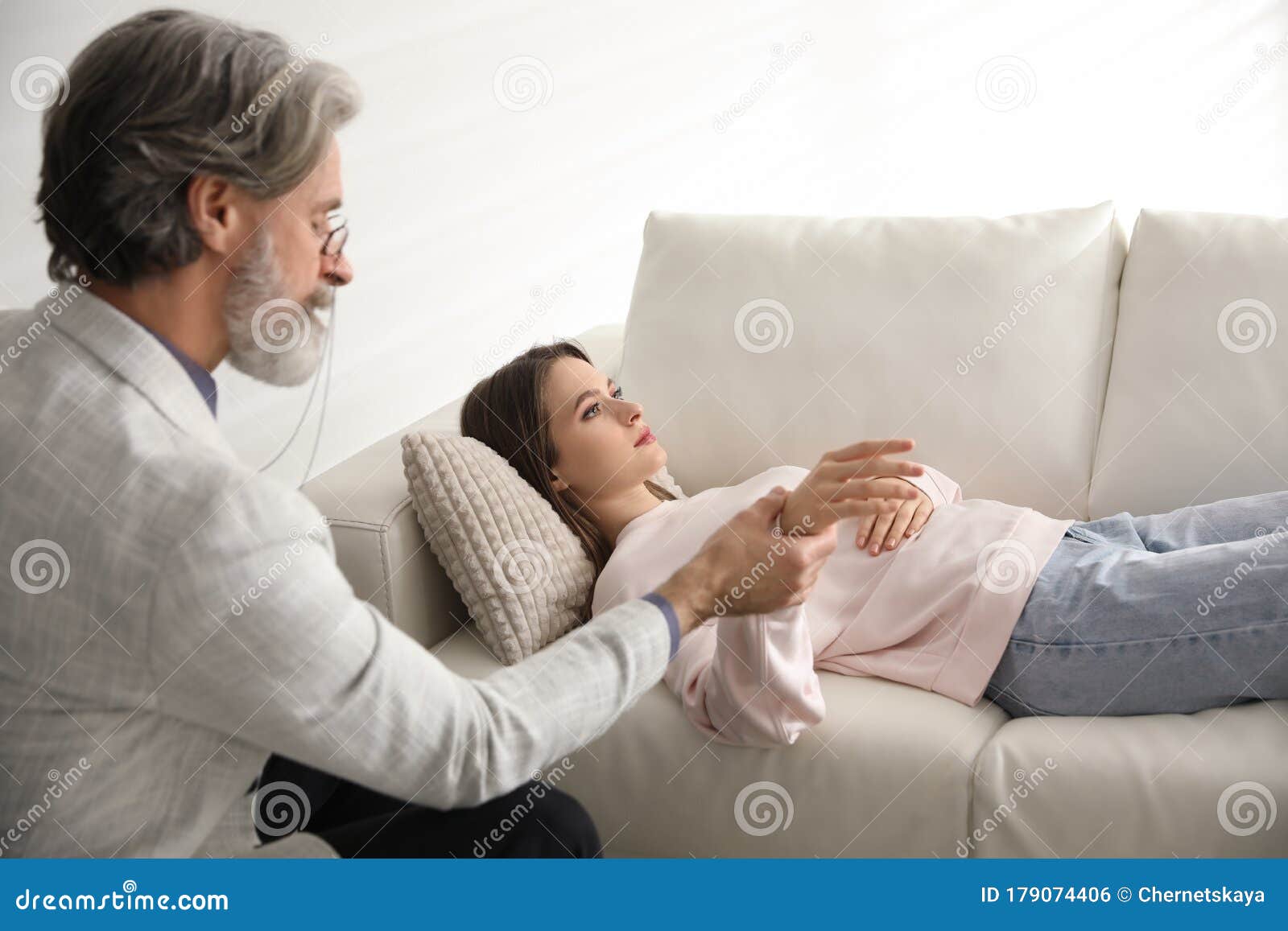 Psychotherapist and Patient. Hypnotherapy Session Stock Photo - Image ...