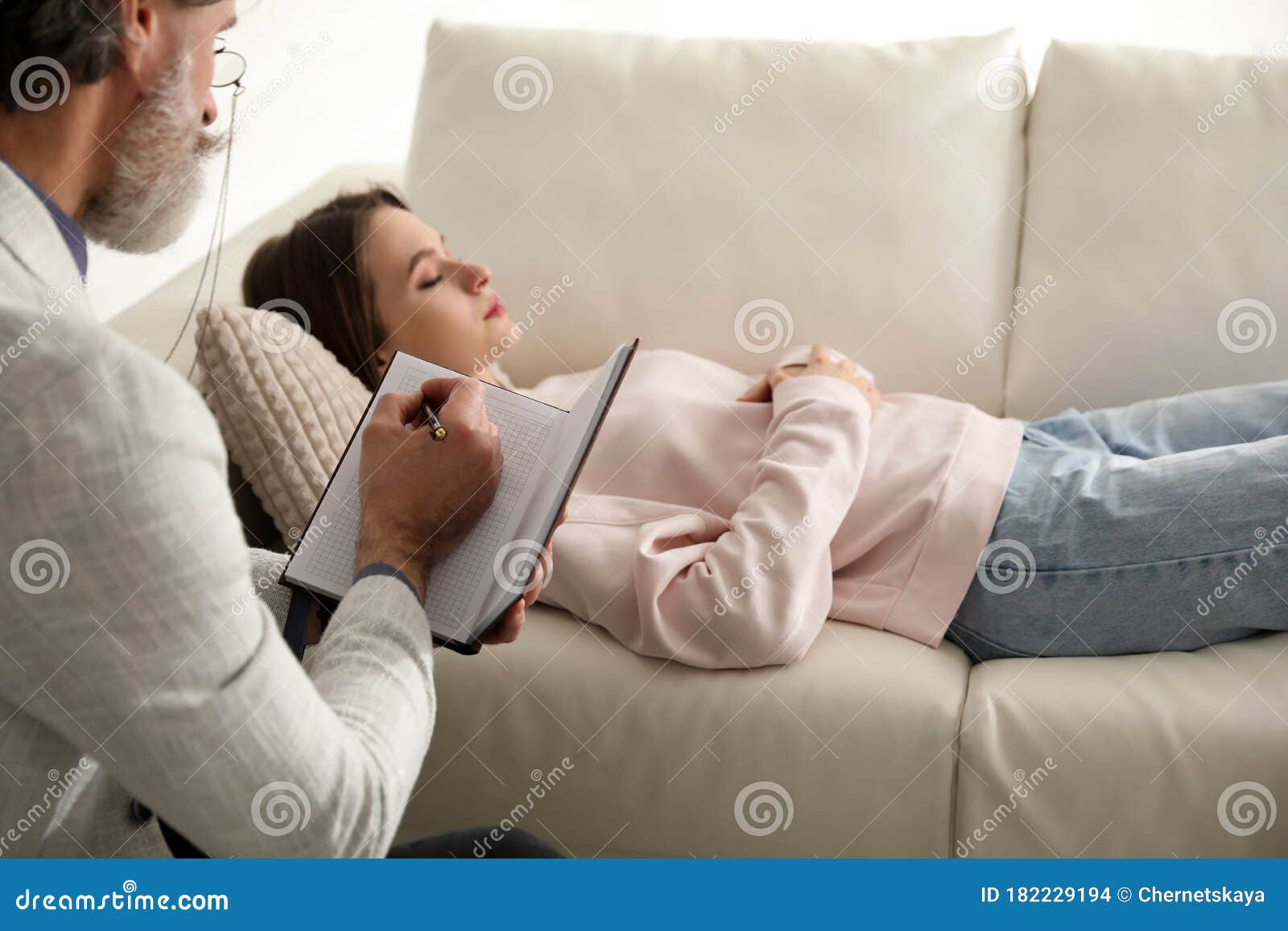 Psychotherapist and Patient. Hypnotherapy Session Stock Photo - Image ...