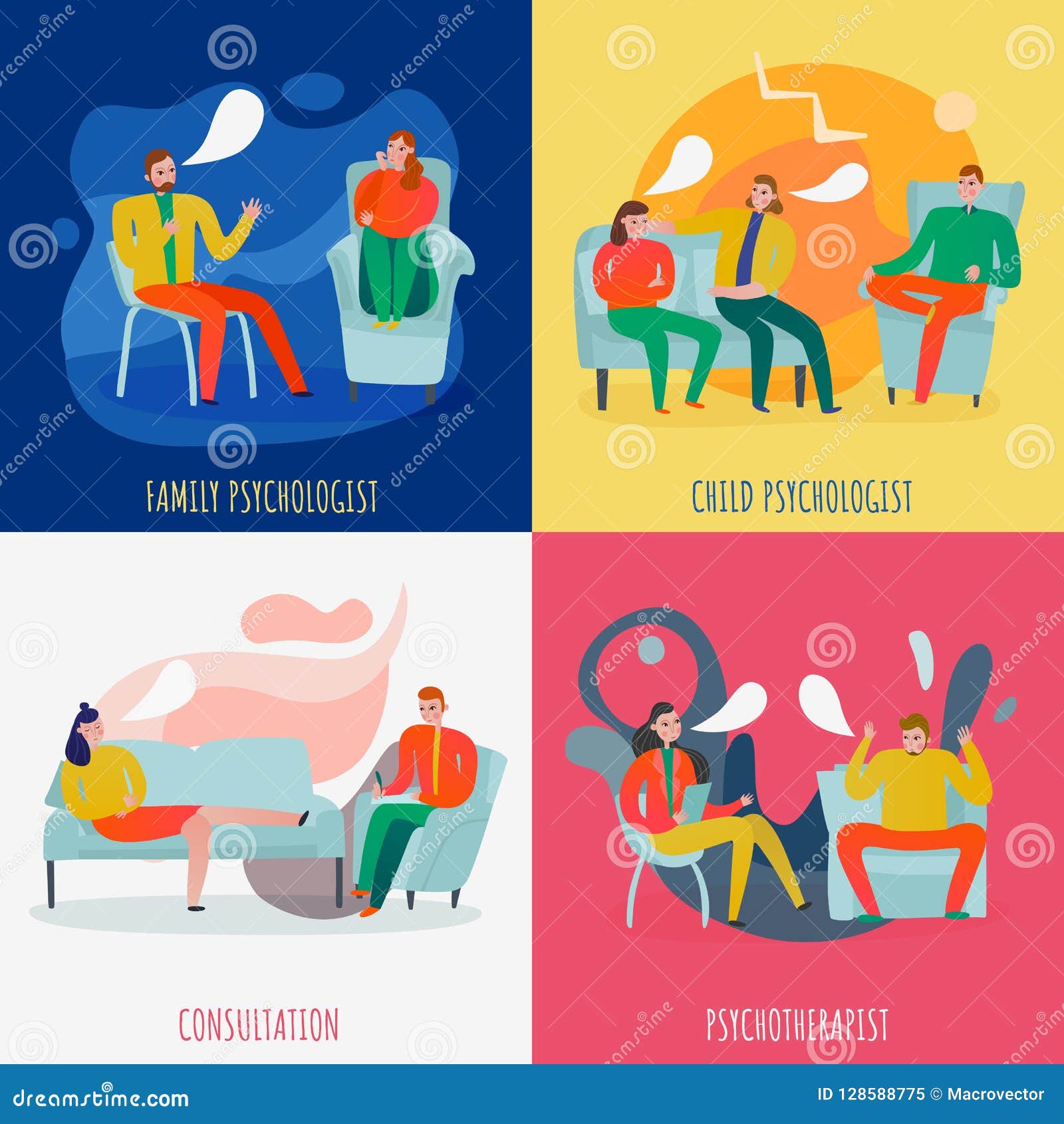 Psychologist Concept. Mental Health Diagnostic. Doctor Treating Human ...