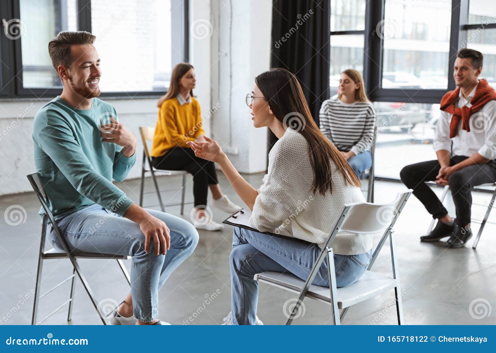 Psychotherapist Working with Patient in Therapy Session Indoors Stock ...