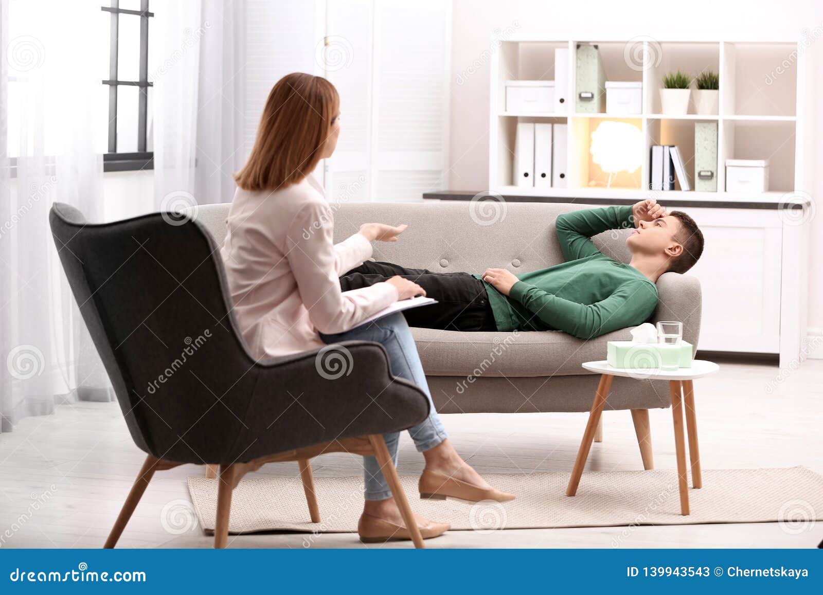 Psychotherapist Working with Young Man Stock Image - Image of comfort ...
