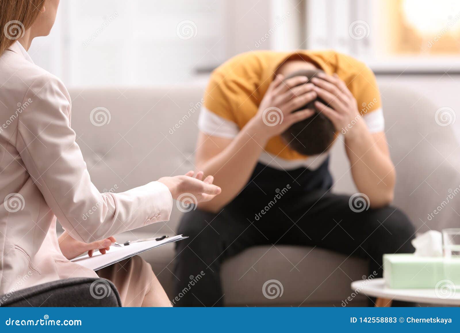 Psychotherapist Working with Young Man Stock Image - Image of medical ...
