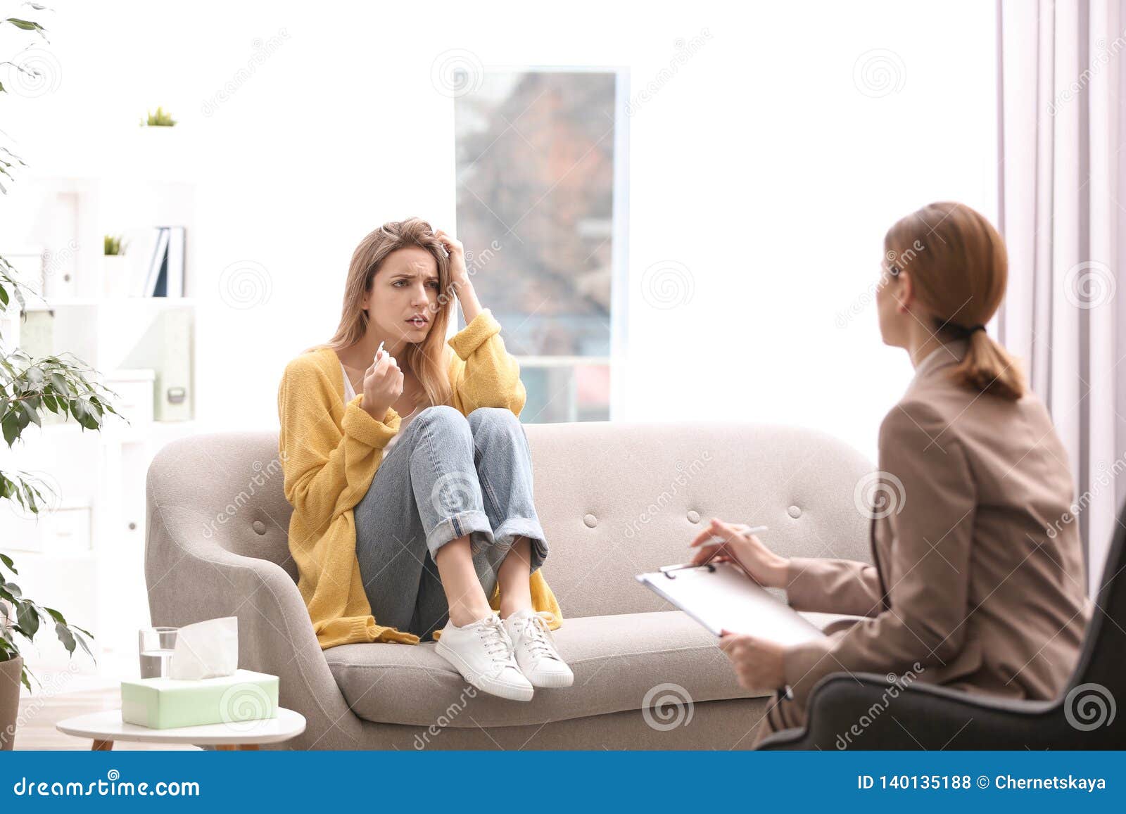 Psychotherapist Working with Young Woman Stock Photo - Image of doctor ...