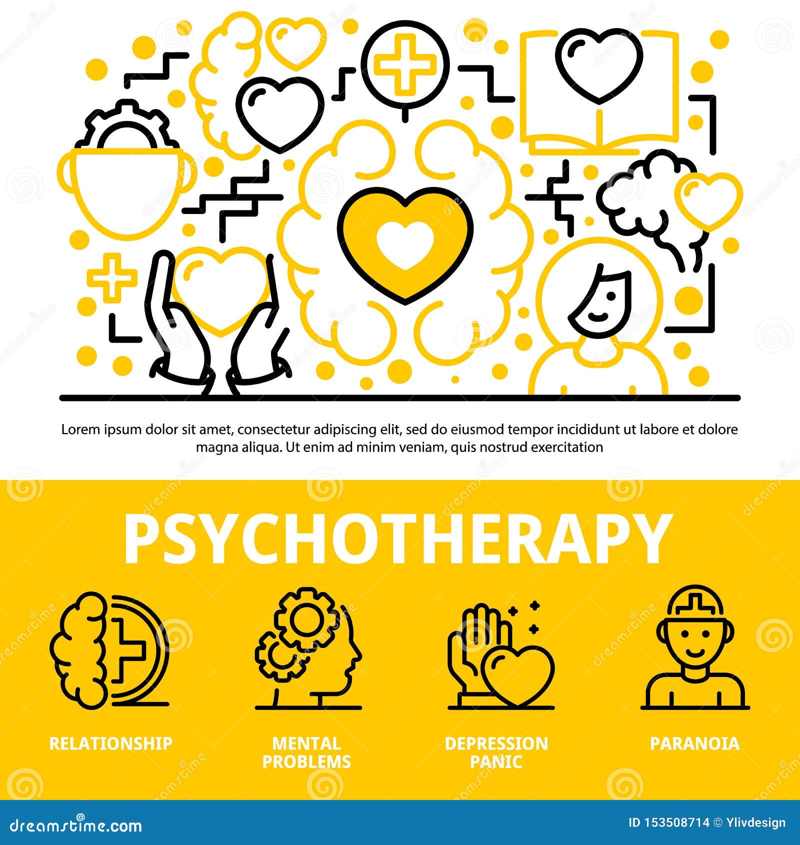 Psychotherapy Concept Background, Outline Style Stock Vector ...