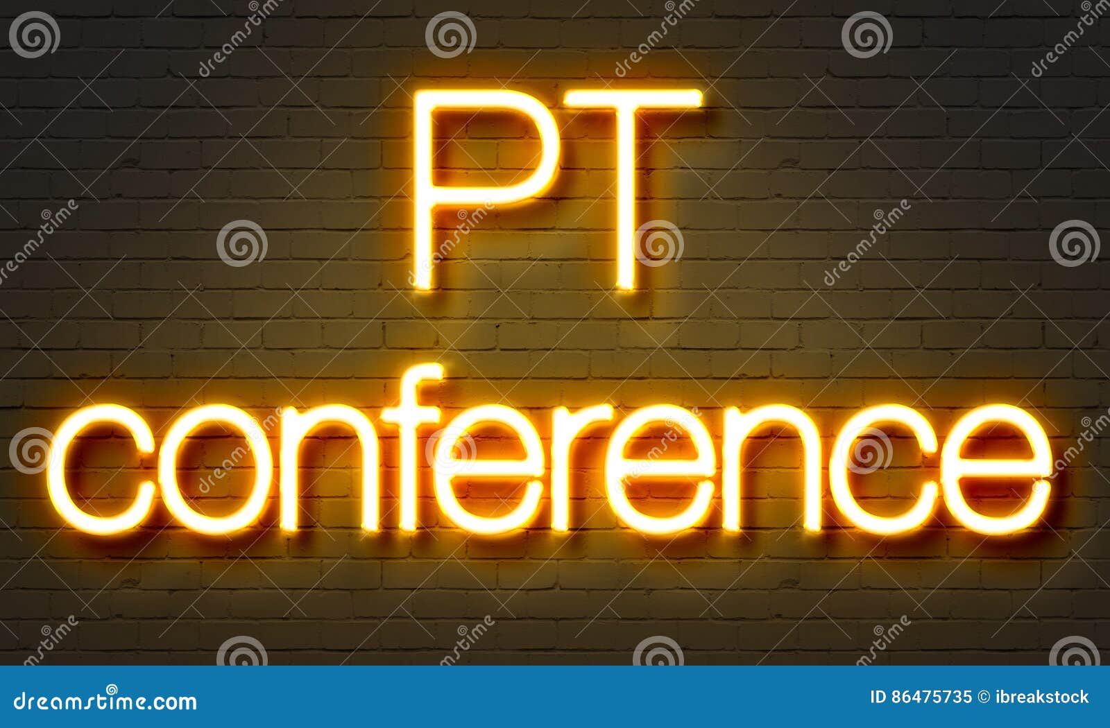 PT Conference Neon Sign on Brick Wall Background. Stock Image - Image ...