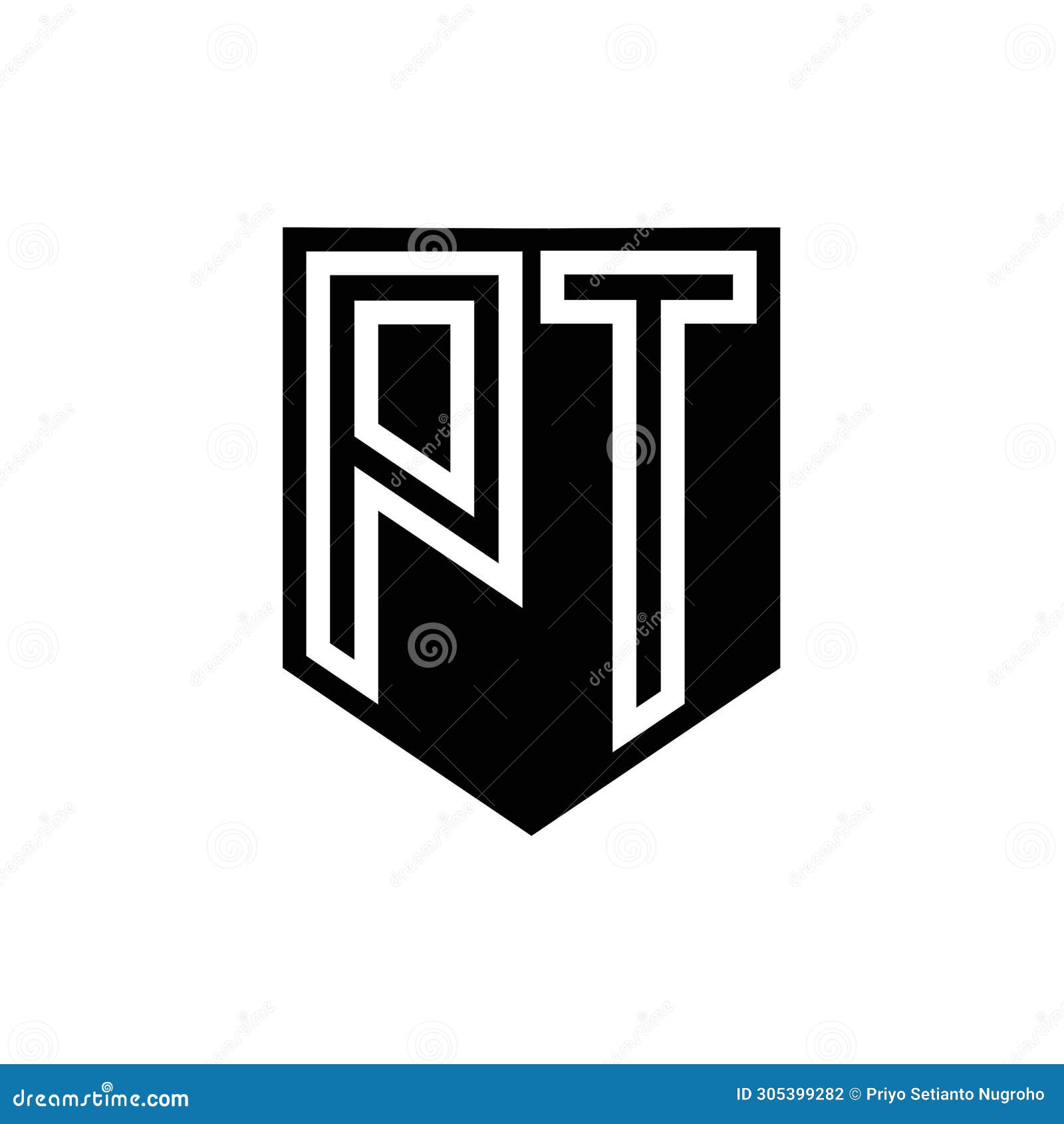 PT Logo Monogram Shield Geometric White Line Inside Black Shield Color ...