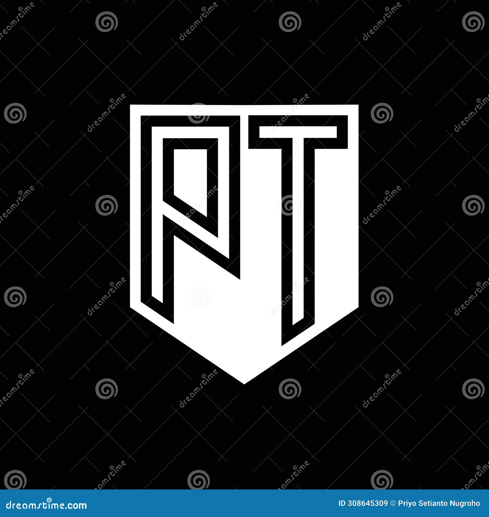PT Logo Monogram Shield Geometric Black Line Inside White Shield Color ...